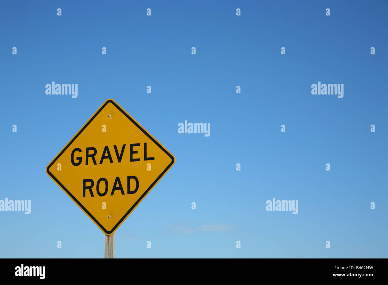 Gravel road warning sign Stock Photo - Alamy