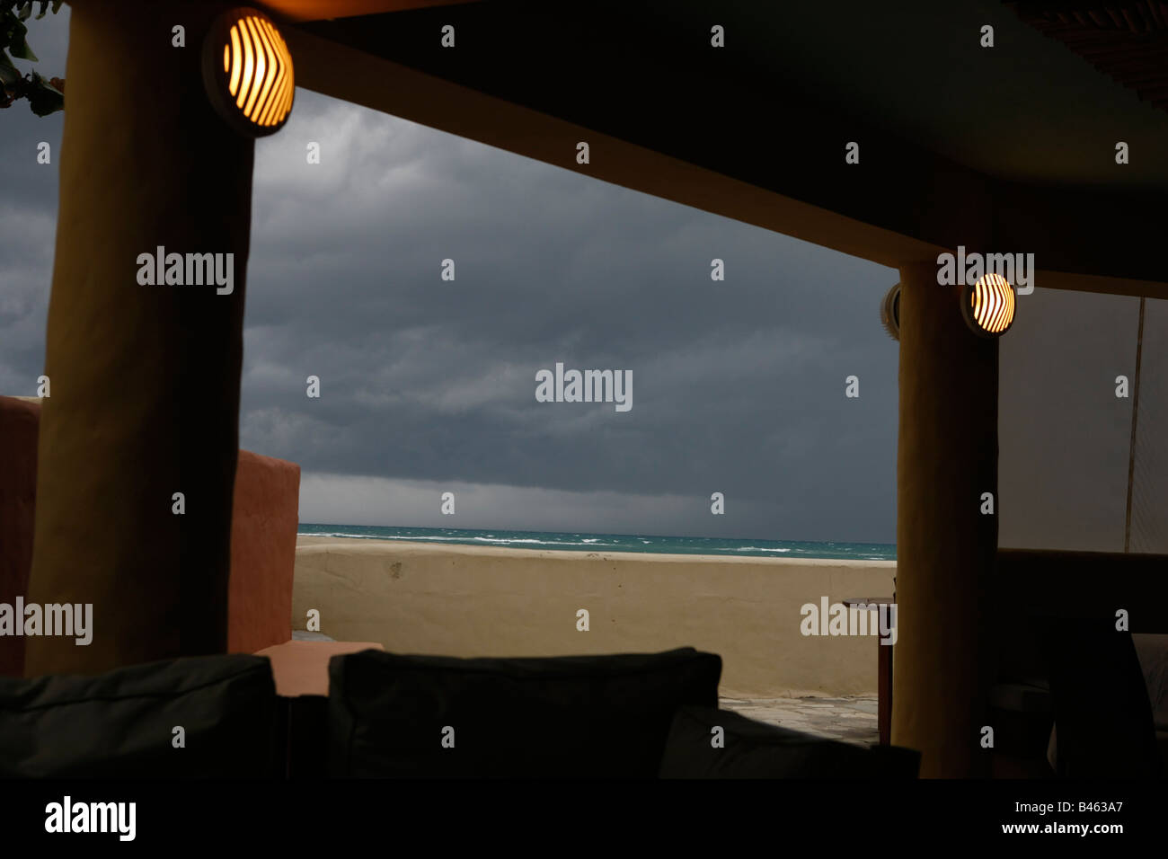 Tropical storm on a beach Stock Photo - Alamy