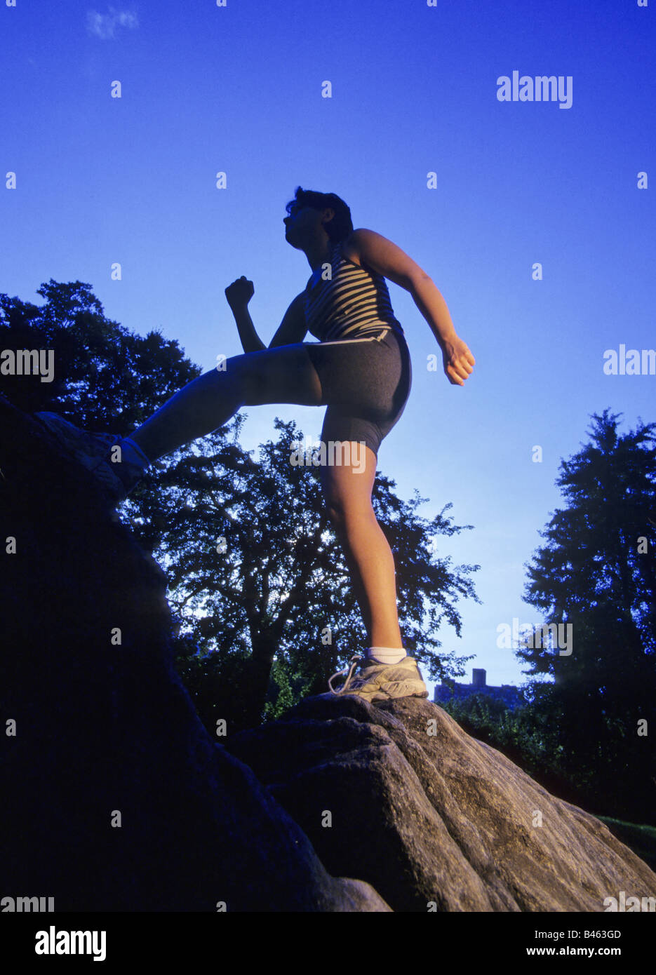 Woman runs up concept Stock Photo - Alamy
