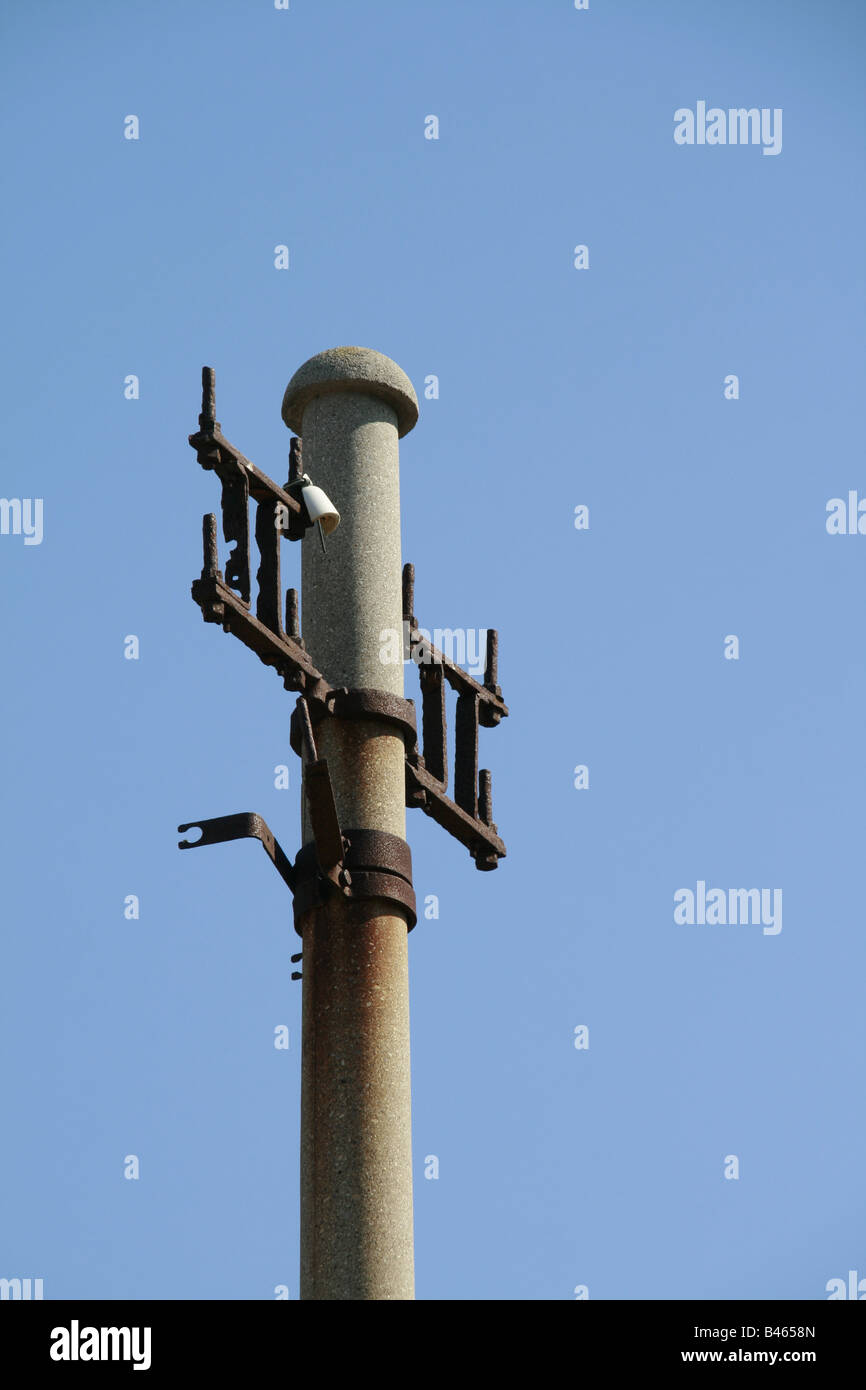 old derelict power telegraph lines pole post Stock Photo - Alamy