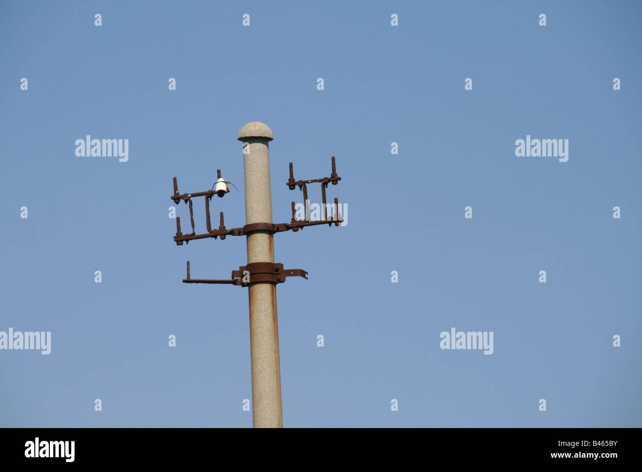 old derelict power telegraph lines pole post Stock Photo - Alamy
