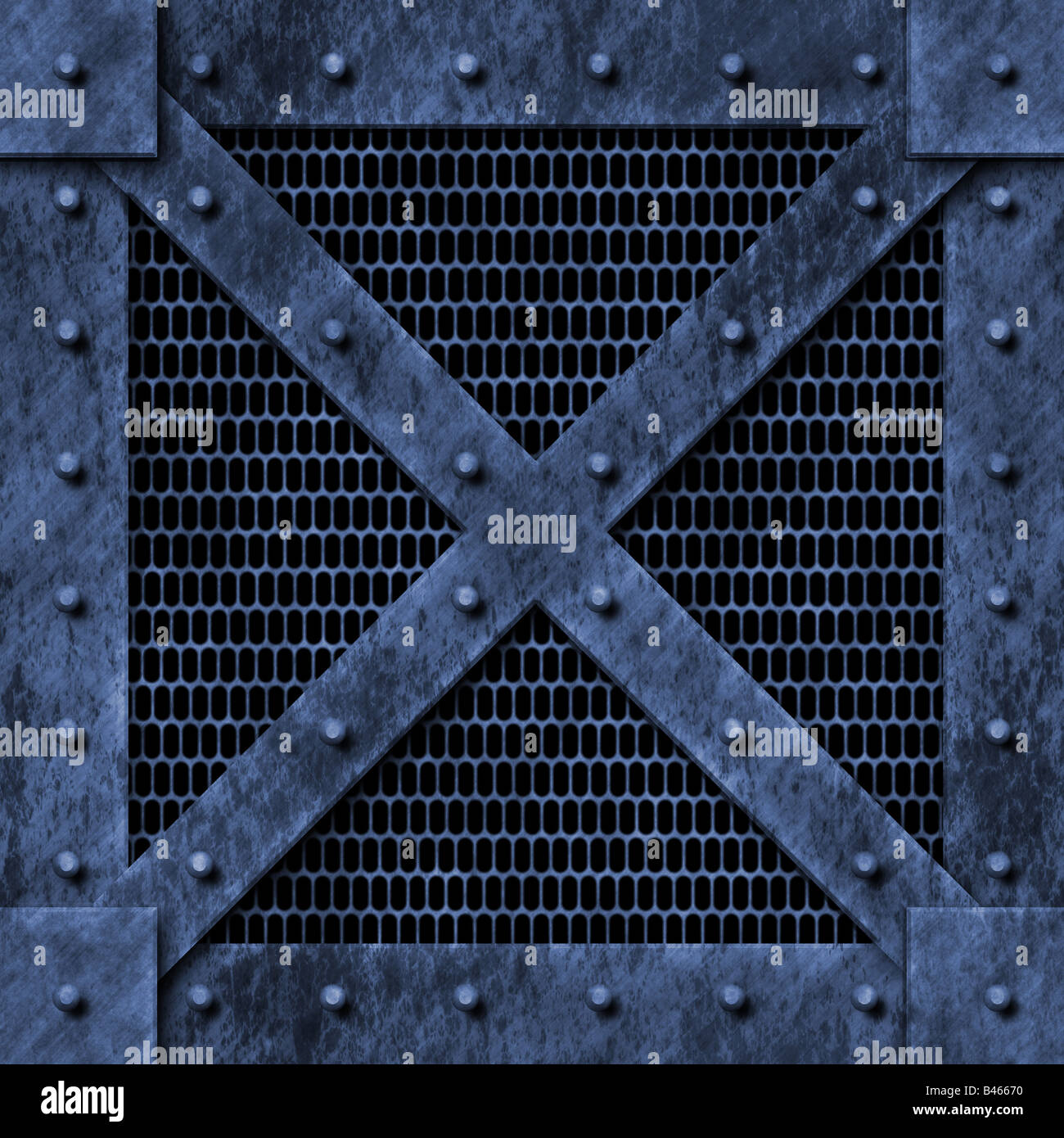 A metal plate with rivets and wire meshing Stock Photo - Alamy