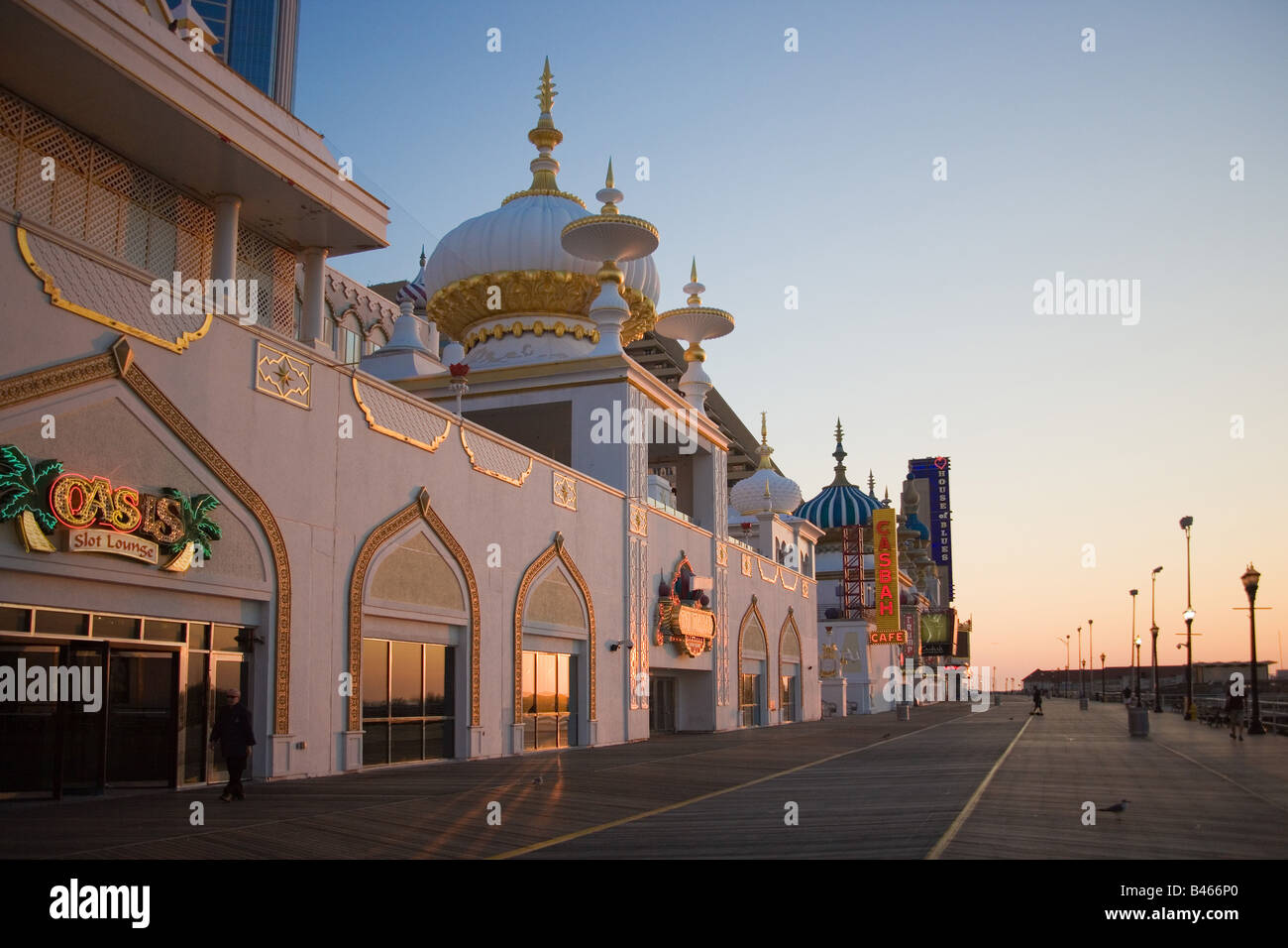 Boardwalk in Atlantic City New Jersey at dawn Stock Photo - Alamy