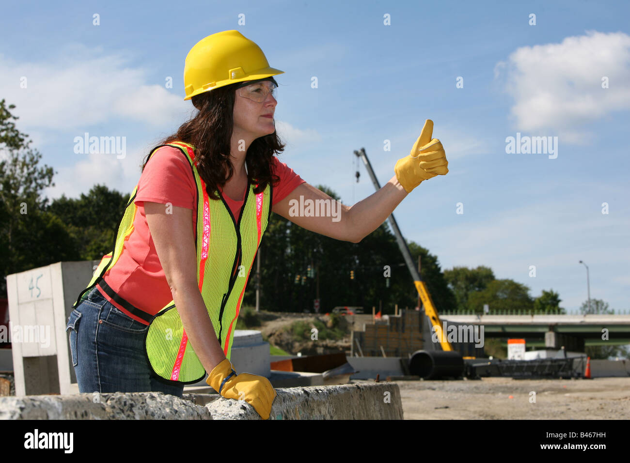 Woman working highway construction site hi-res stock photography and ...