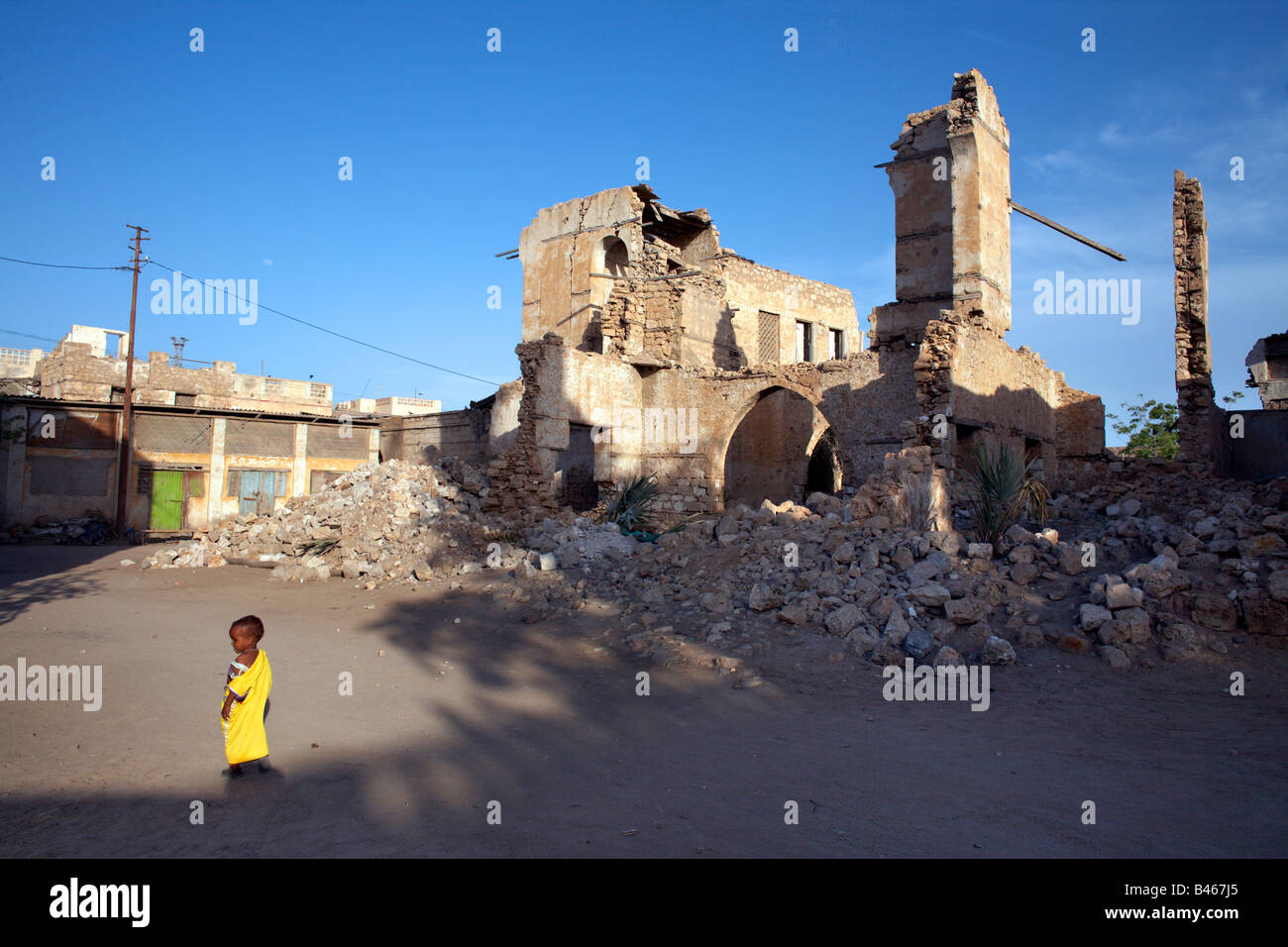 Destroyed by war, buildings in the town of Massawa, Eritrea Stock Photo ...