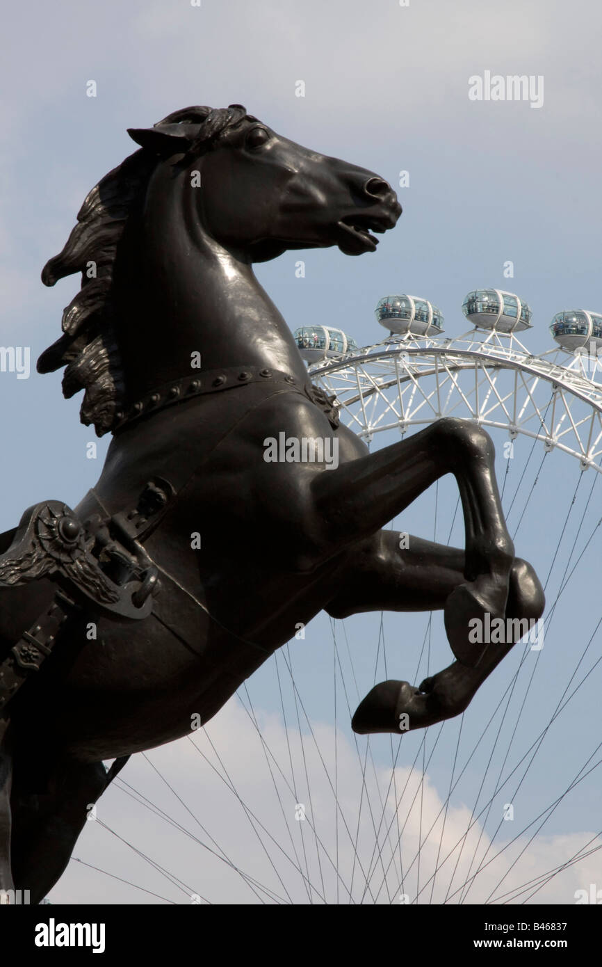 bodicea statue london eye beyond victoria embankment london uk gb Stock ...