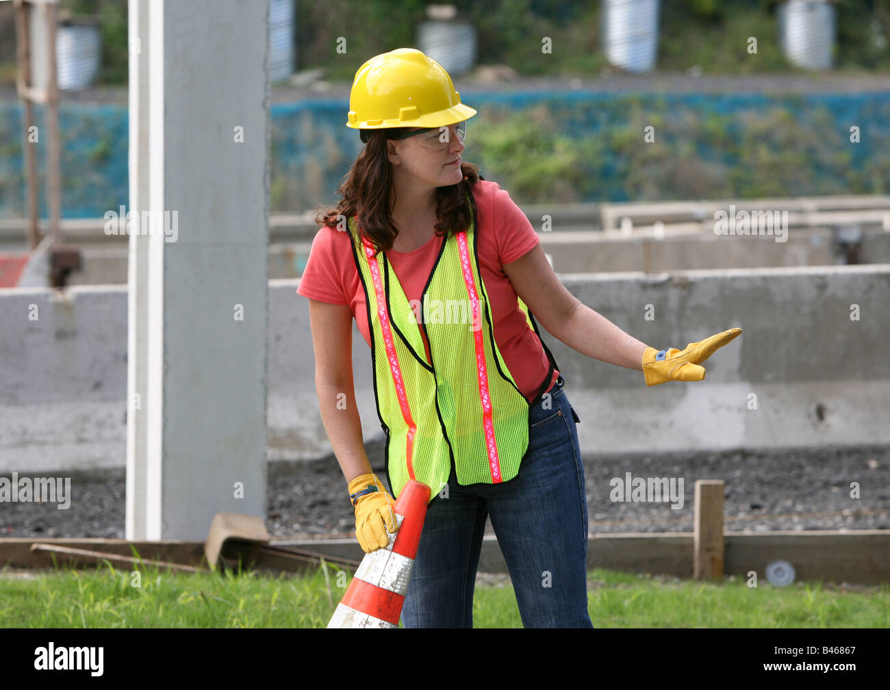 Woman working highway construction site hi-res stock photography and ...