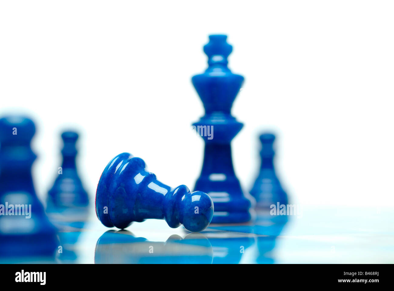 Chess game with blue and white onyx pieces Stock Photo - Alamy