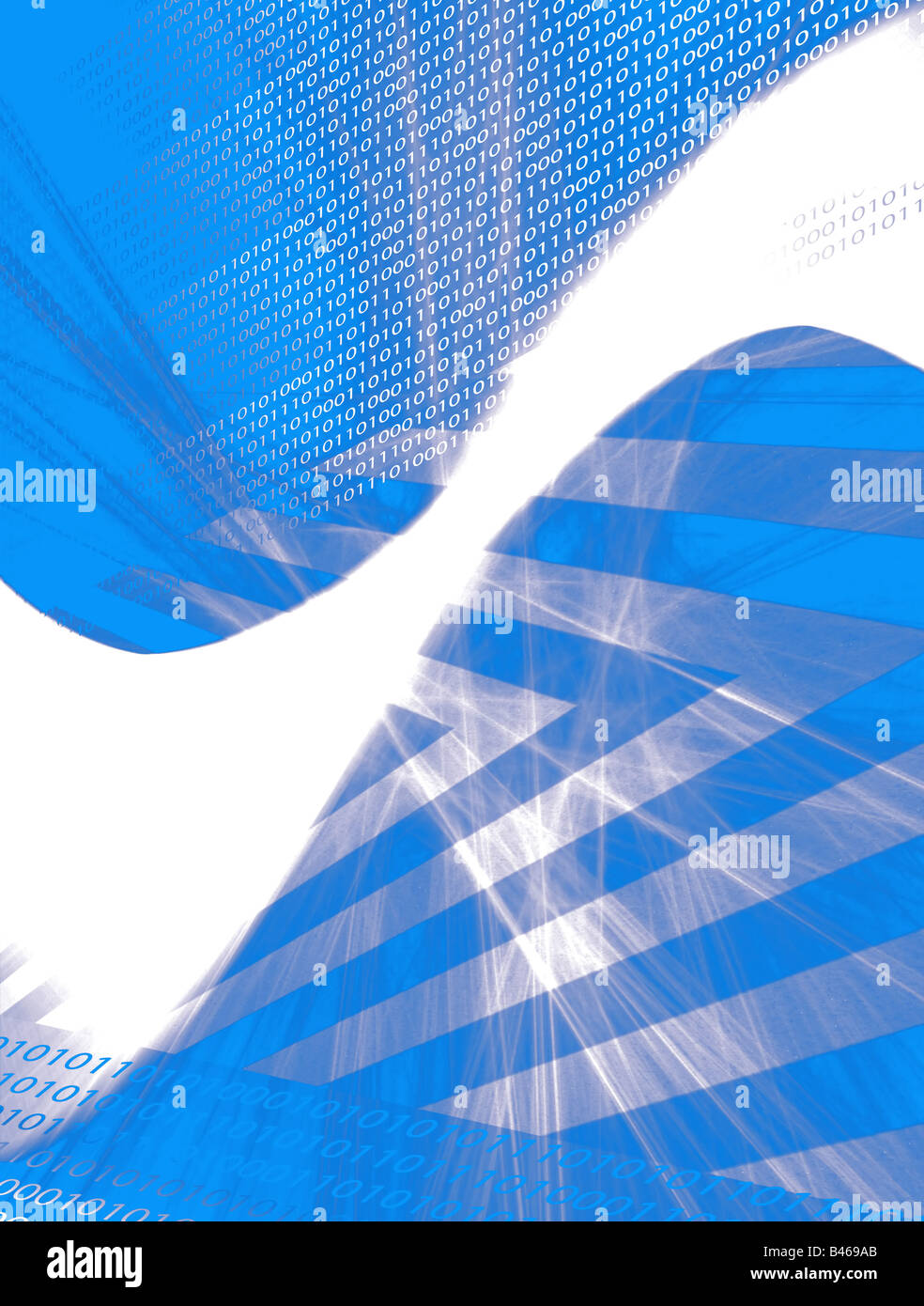 An abstract blue background with copy space and binary code ones and ...