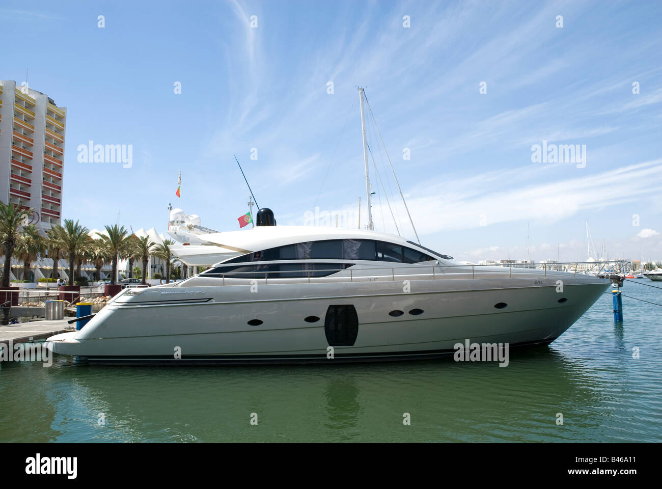 Luxury motor yacht on marina hi-res stock photography and images - Alamy
