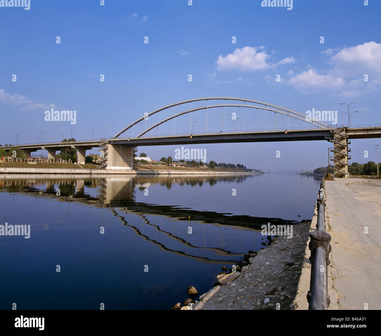 Bridge over Danube to Black Sea canal at Medgidia east of Constanta ...