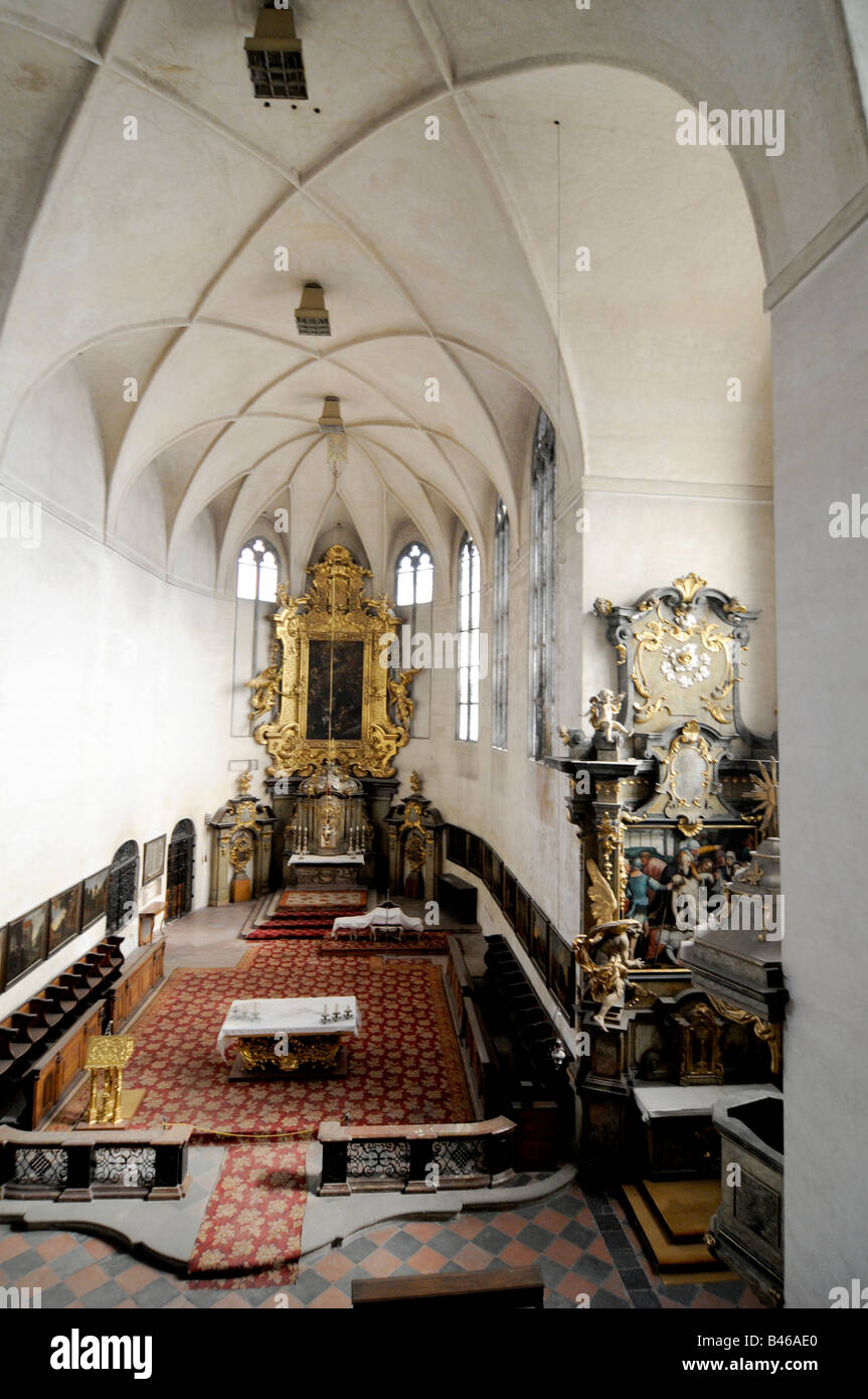View inside the small chapel inside the royal palace, in the Prague ...