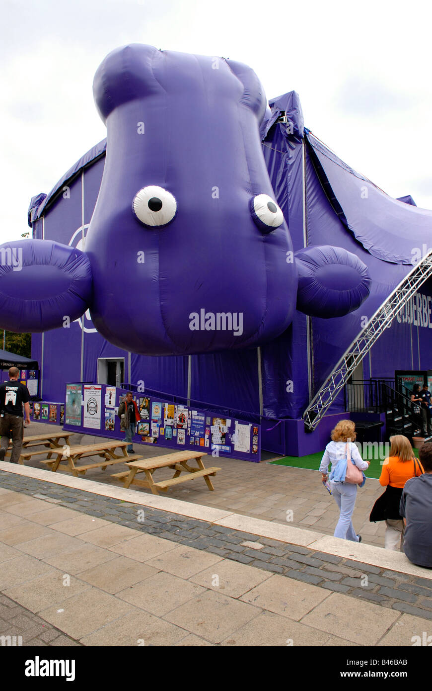 Edinburgh Fringe Festival , entrance to the Udderbelly theatre marquee ...