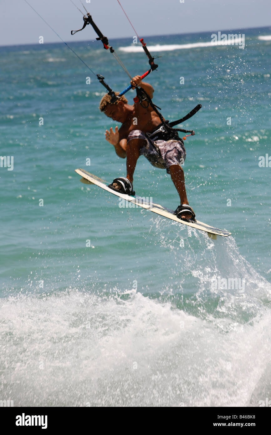 kite boarding at kite beach in the Dominican Republic Stock Photo - Alamy