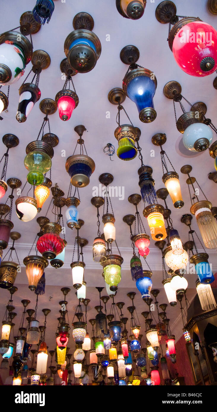 Turkey Istanbul traditional lights hanging from ceiling Stock Photo - Alamy