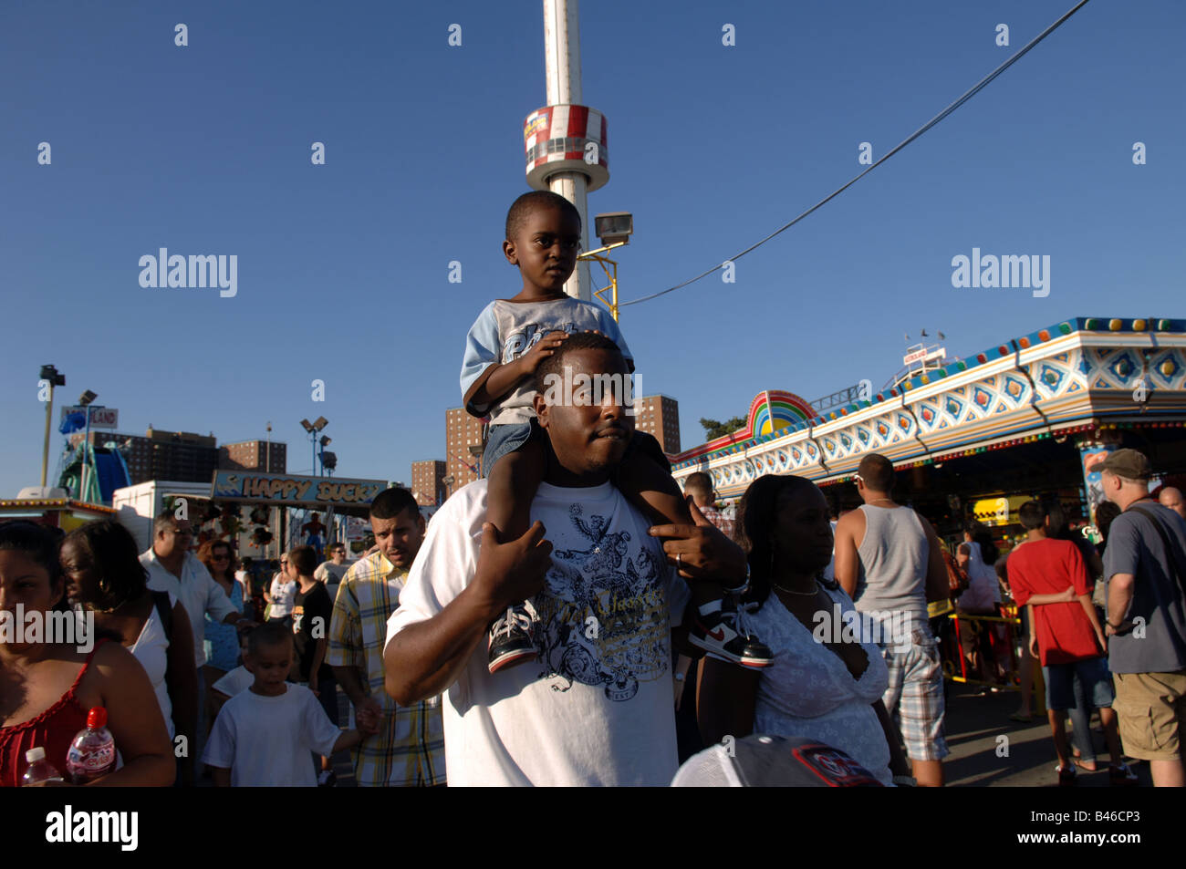 Visitors to Astroland in Coney Island in the Brooklyn borough of New ...