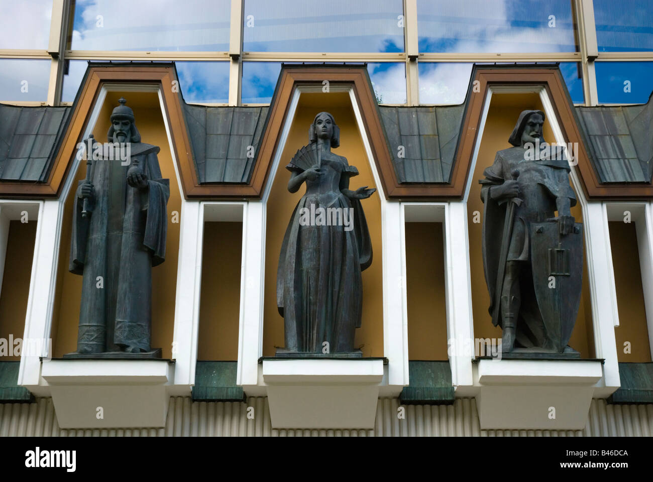 Sculptures on the side of Opera and Ballet Theatre in Vilnius Lithuania ...