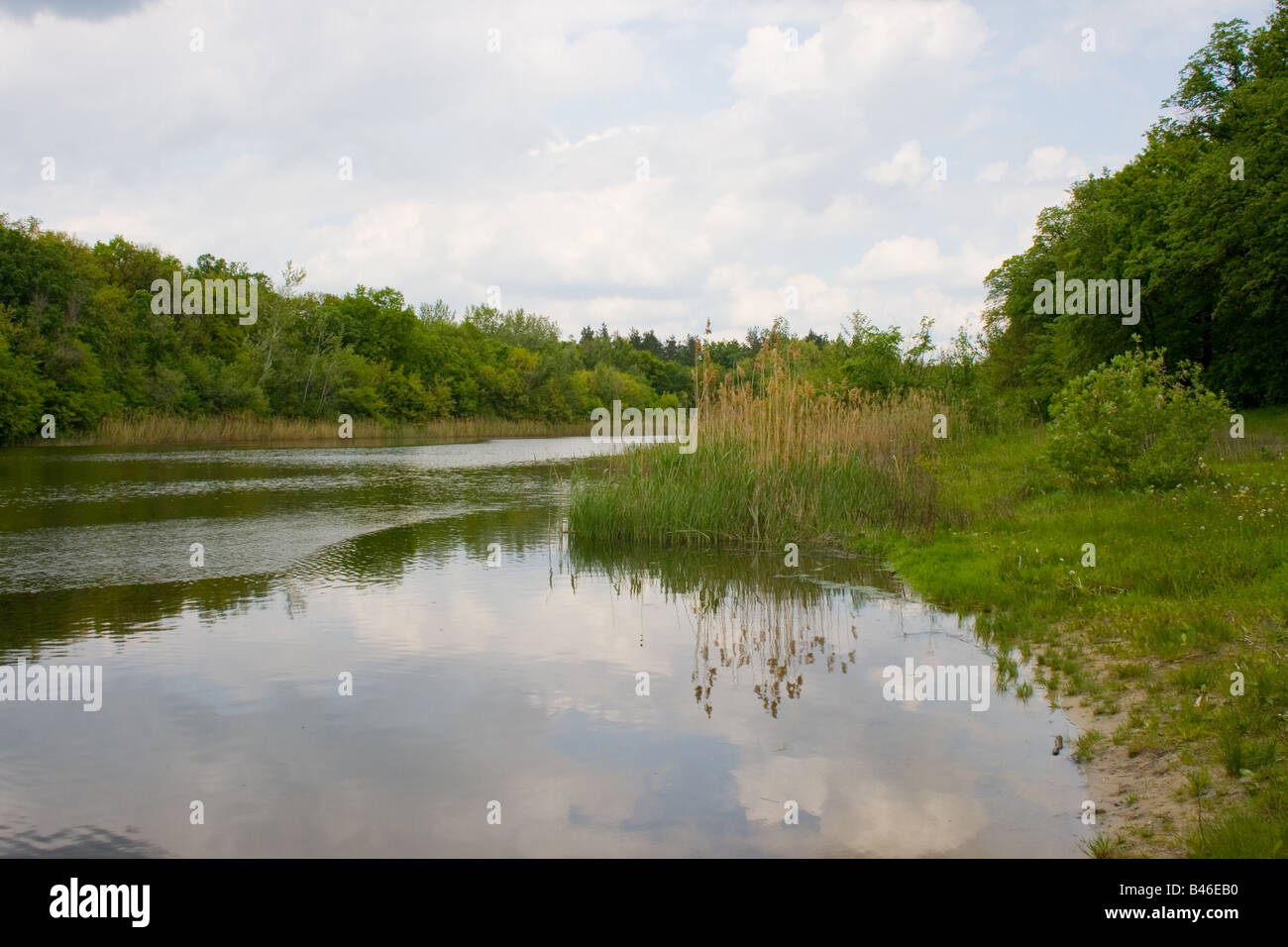 beautiful landscape reflection in river Stock Photo - Alamy