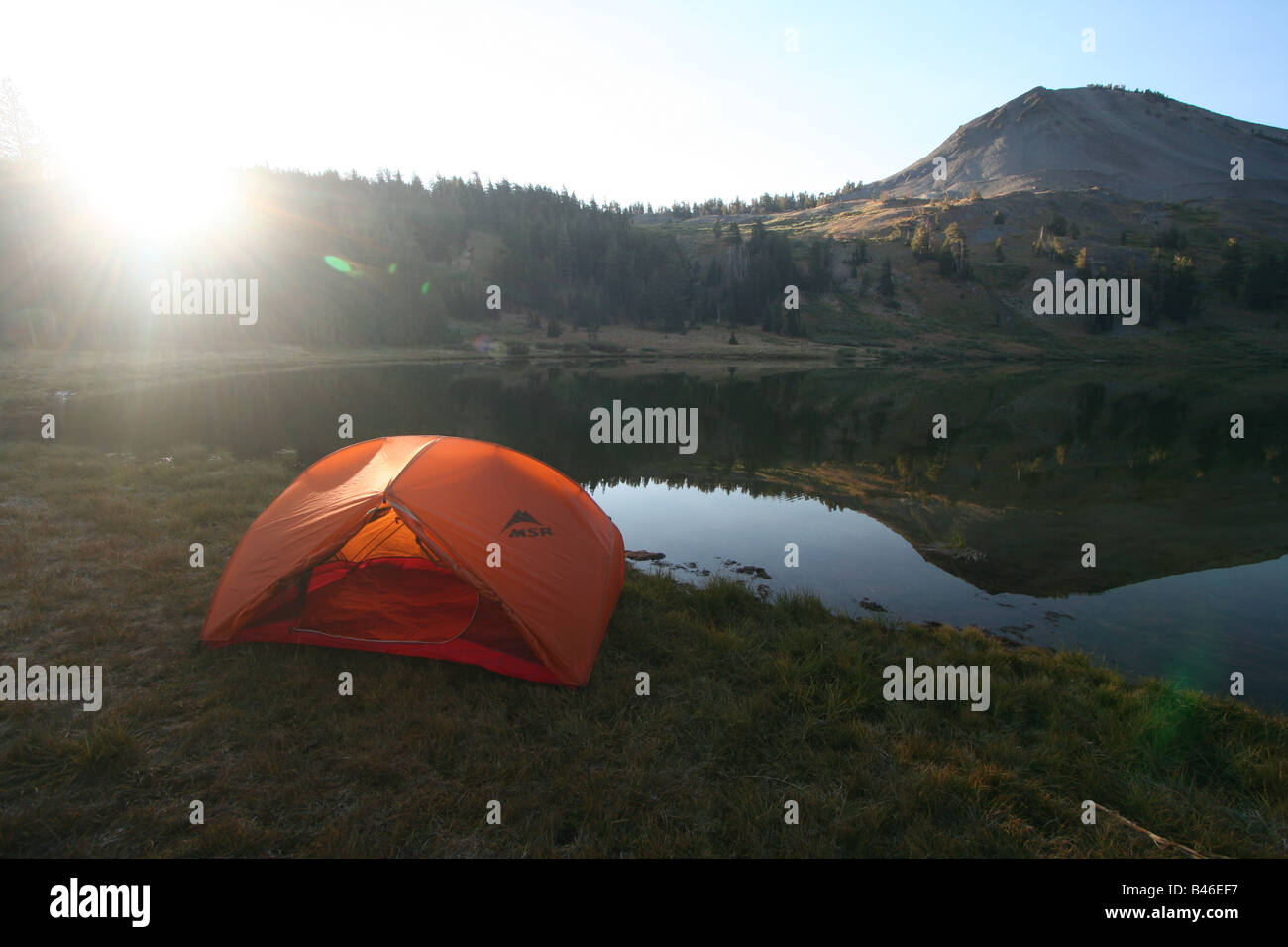 a tent at lower highland lake below hiram peak near the carson-iceberg ...