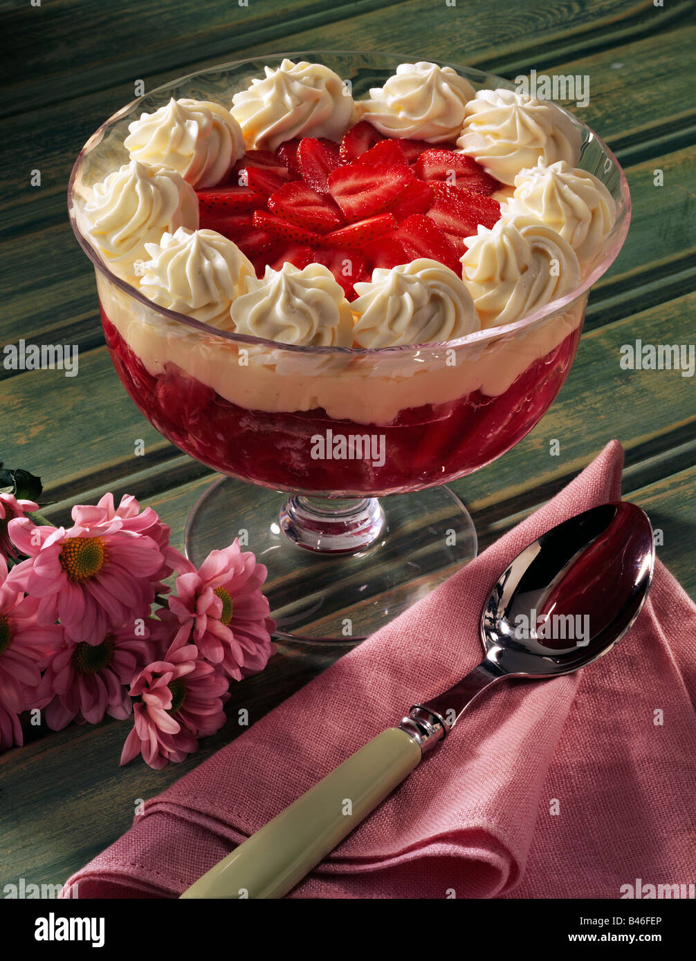 Strawberry Trifle dessert editorial food Stock Photo - Alamy