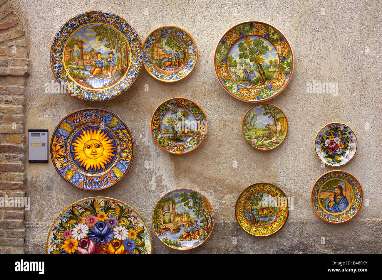 Ceramics on sale in the town of Castelli in the Abruzzo region of Italy ...