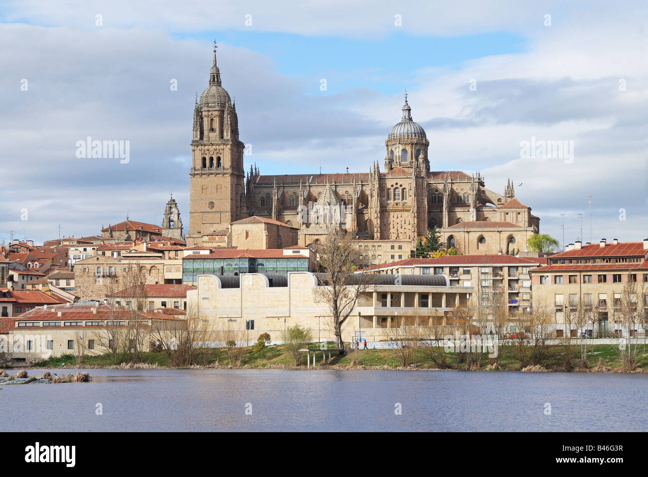 Old and New Cathedrals and Rio Tormes Salamanca Spain Stock Photo - Alamy