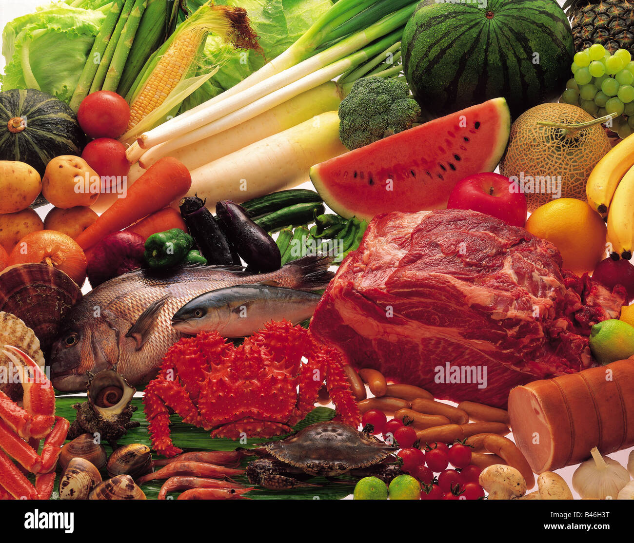 Fruit vegetables meat fish hi-res stock photography and images - Alamy