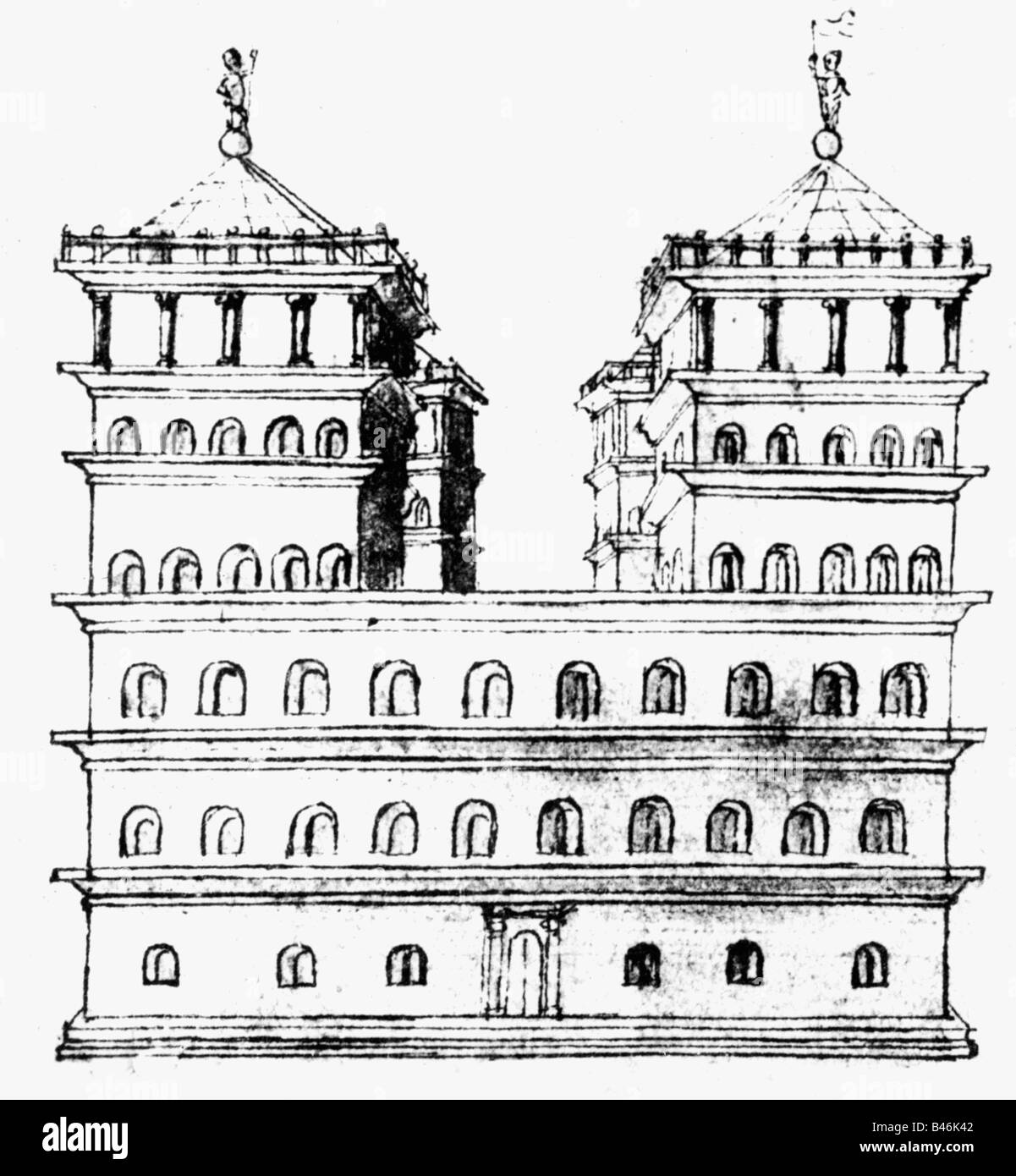 architecture, designs, ideal city Sforzinda, house of a nobleman ...