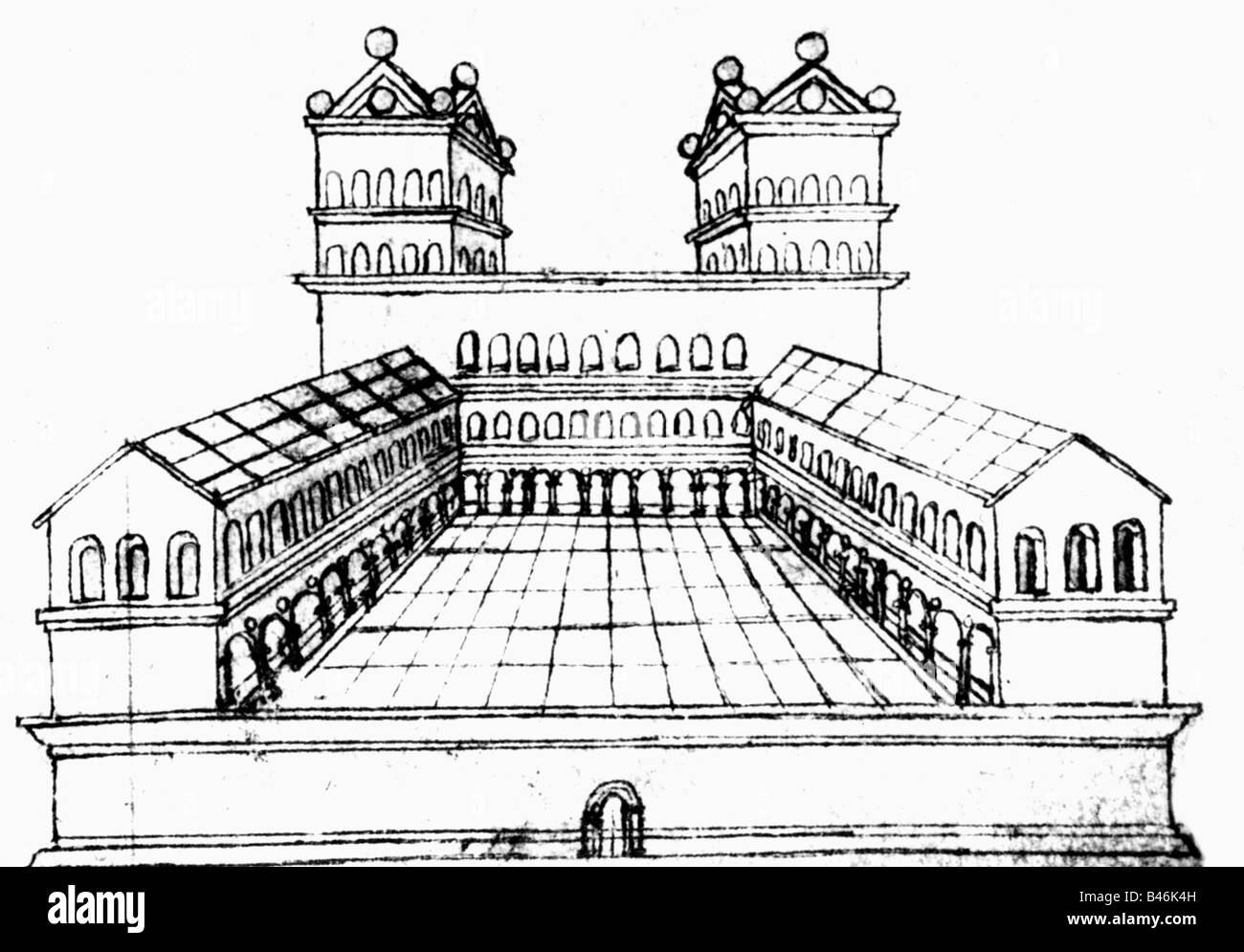 architecture, designs, ideal city Sforzinda, market, copper Stock Photo ...