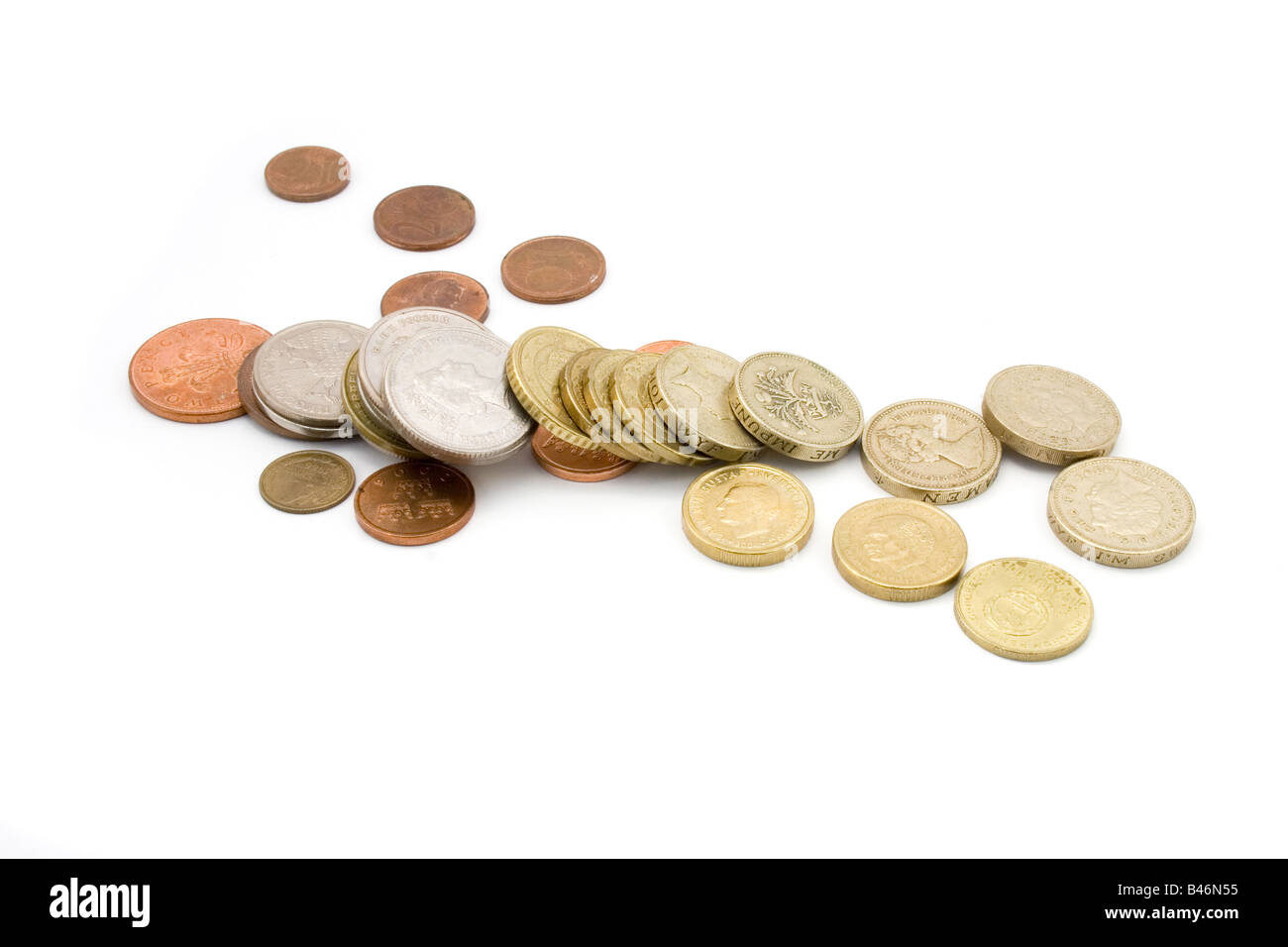 some coins isolated on white Stock Photo - Alamy