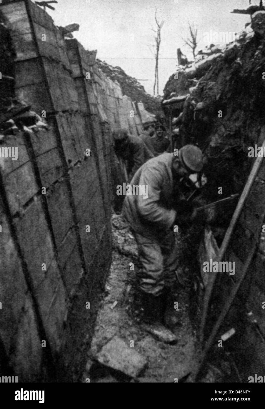 events, First World War / WWI, Western Front, German trench at Apremont ...