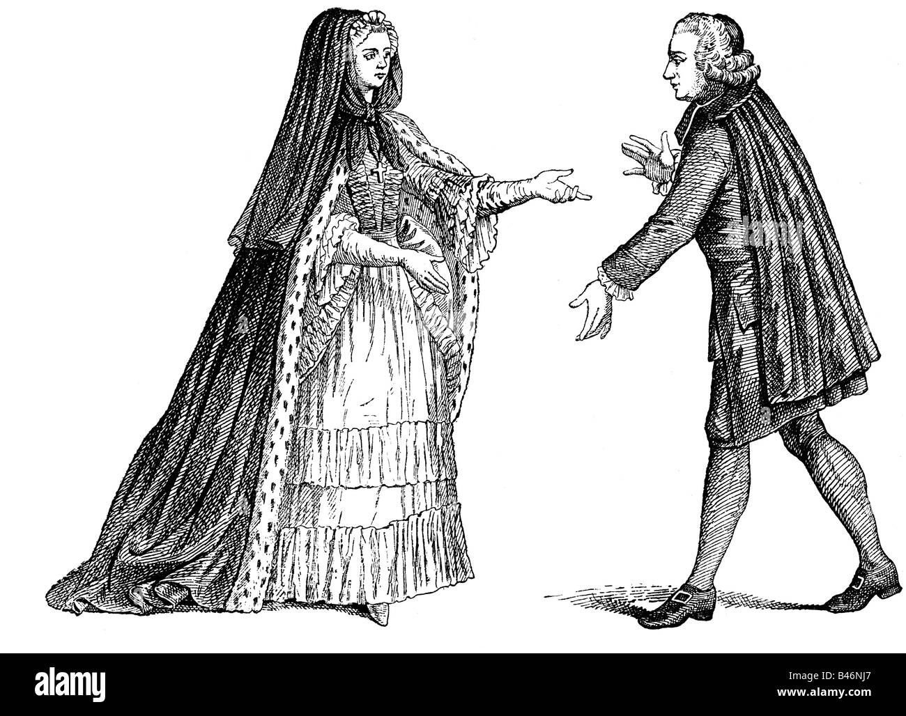 fashion, 18th century, France, abbot and abbess, after "Costumes ...