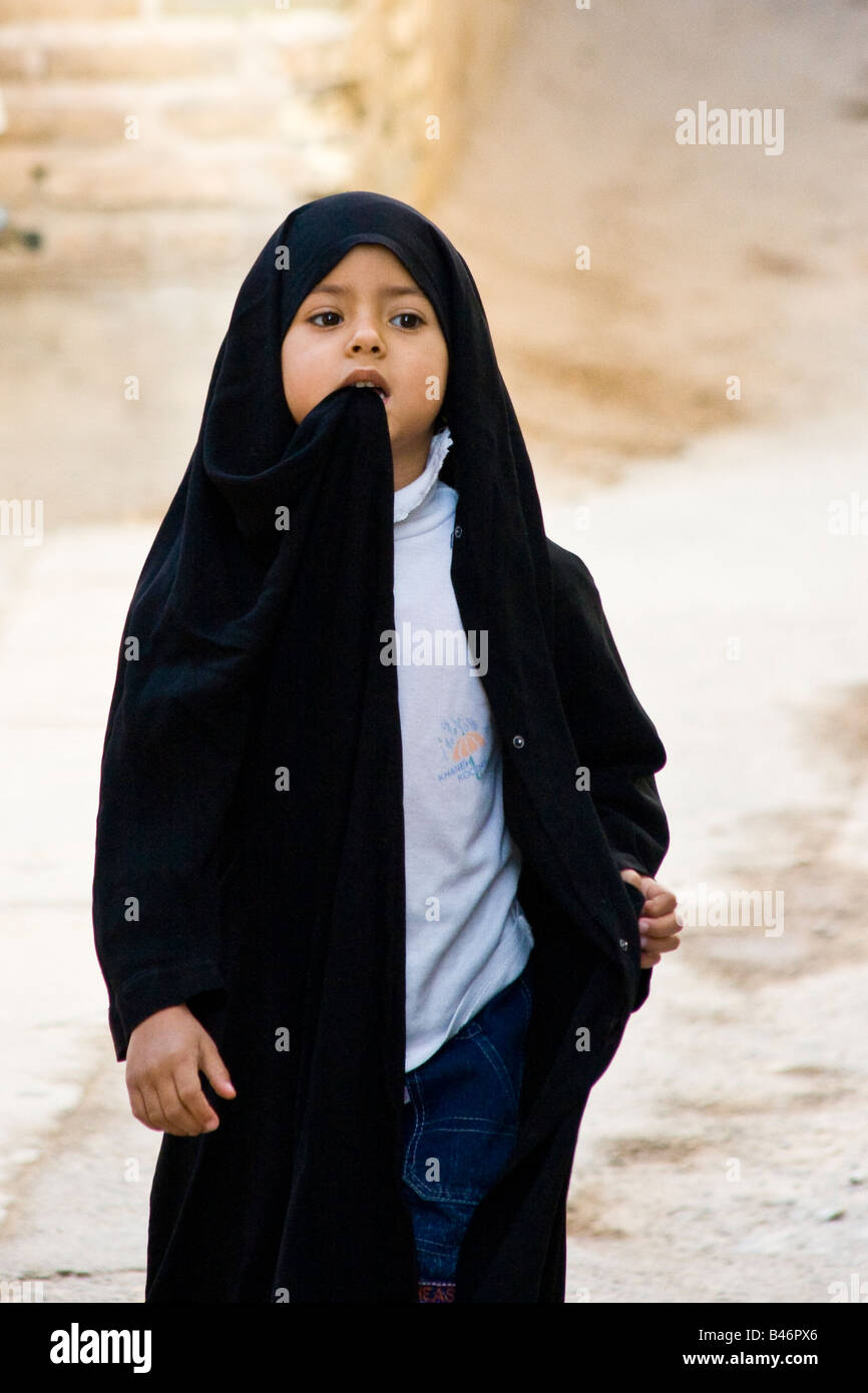 Young Girl Wearing a Black Chador in Yazd Iran Stock Photo - Alamy