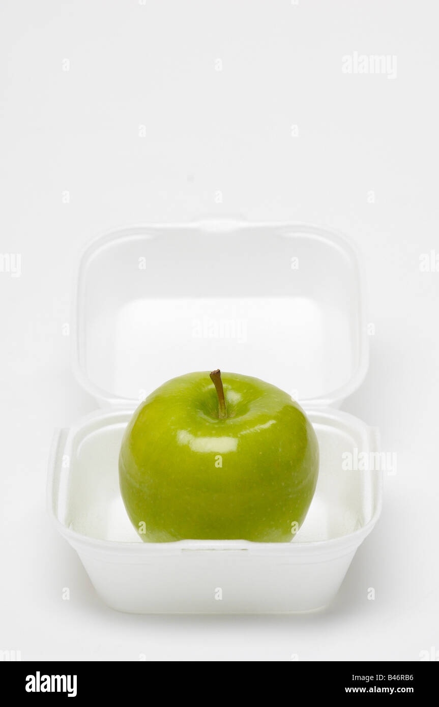 Apple in Styrofoam Container Stock Photo - Alamy
