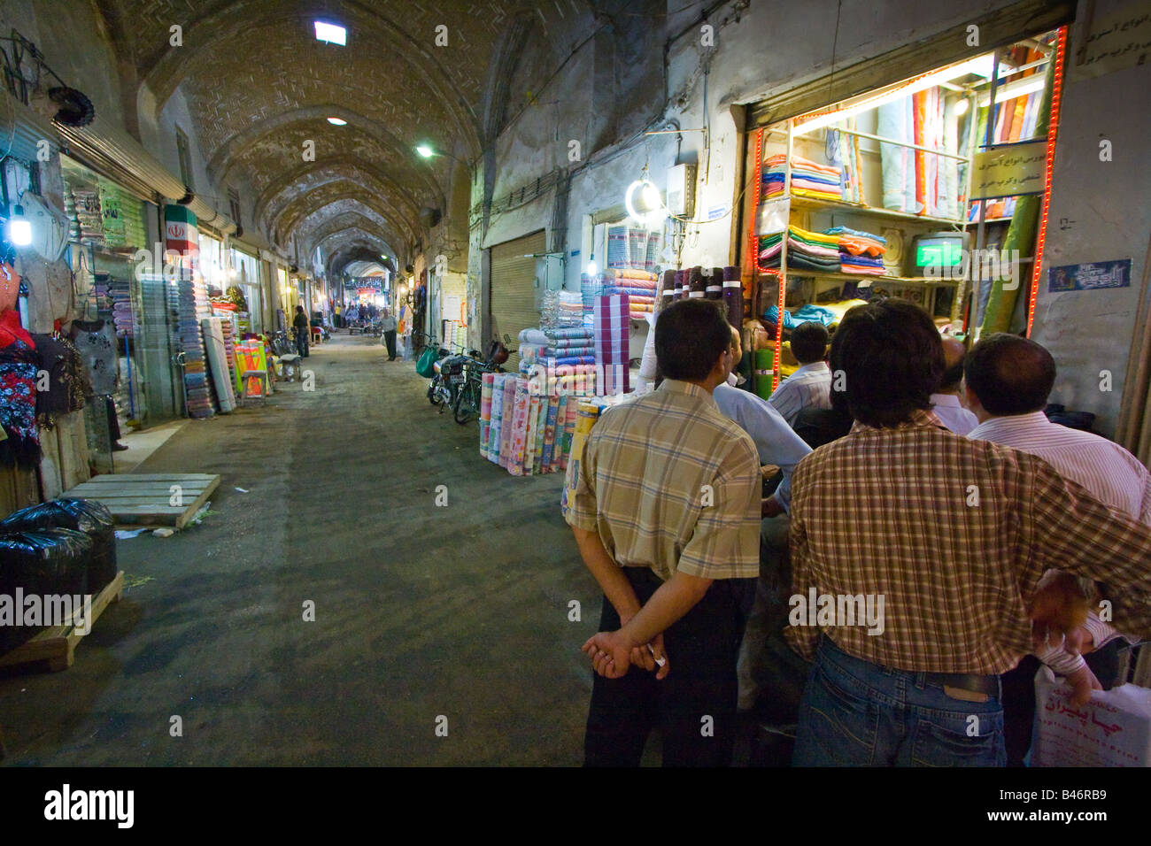 Men Watching Football in Bazaar e Bozorg in Esfahan Iran Stock Photo ...