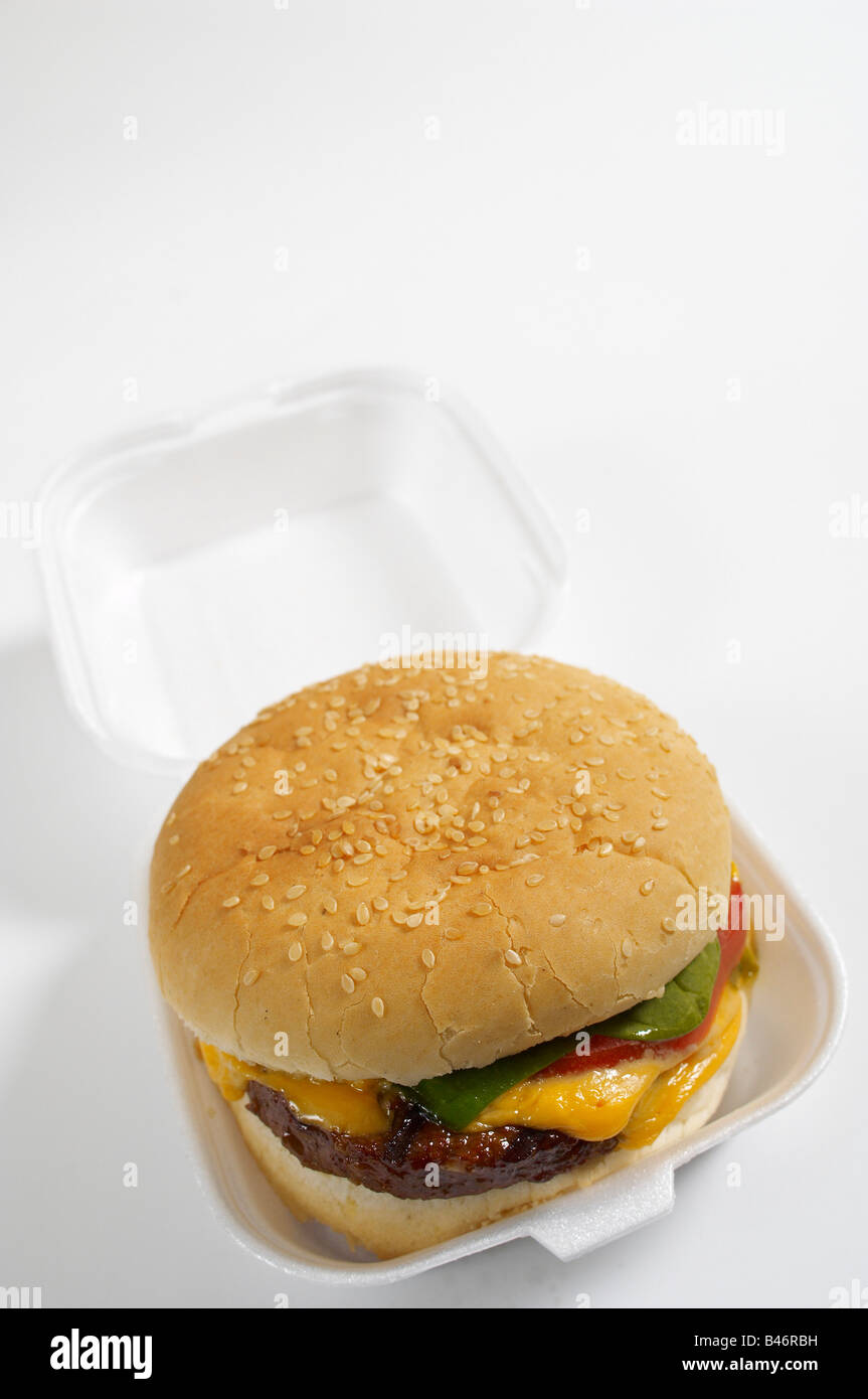 Hamburger in Styrofoam Container Stock Photo - Alamy