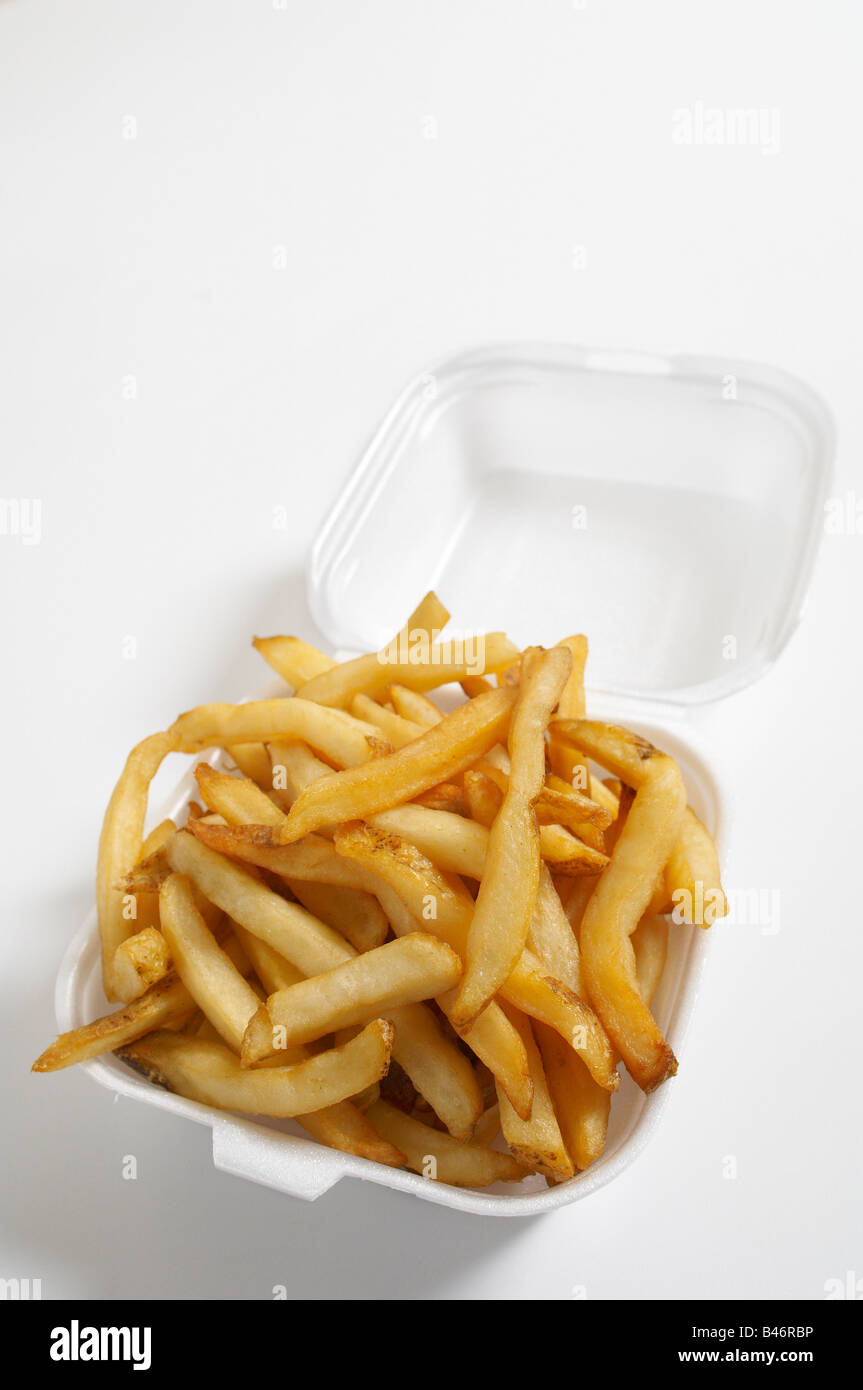 French Fries in Styrofoam Container Stock Photo - Alamy