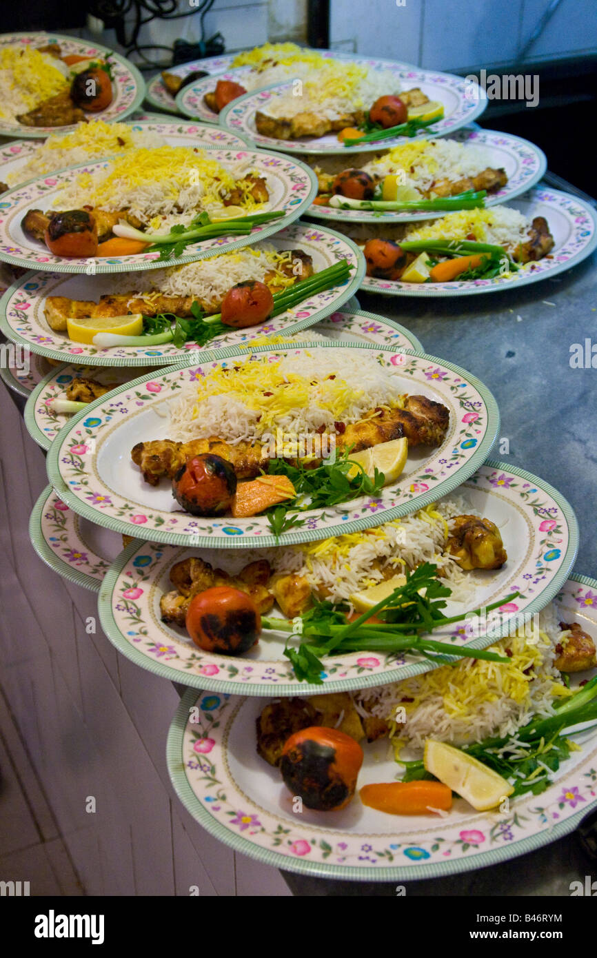 Chicken Kebab with Rice Iranian Food at Bastani Traditional Restaurant ...