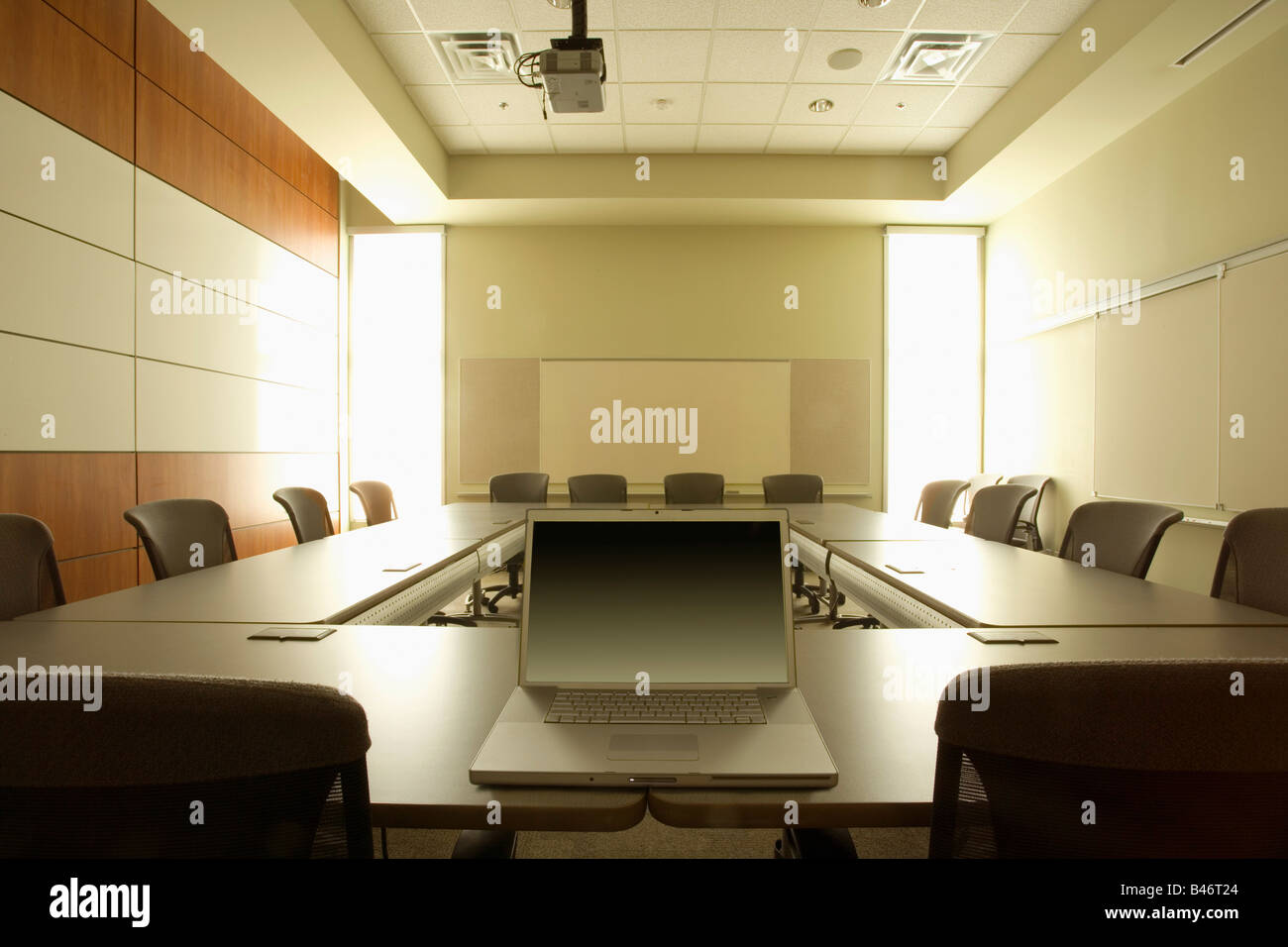 Laptop Computer in Boardroom Stock Photo - Alamy