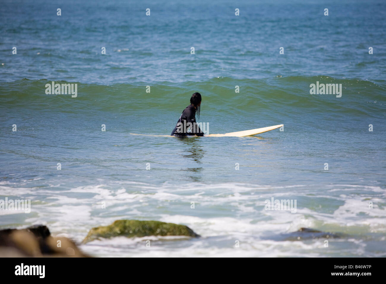 Surfing waves of Far Rockaway Beach on a very hot day of June Far ...
