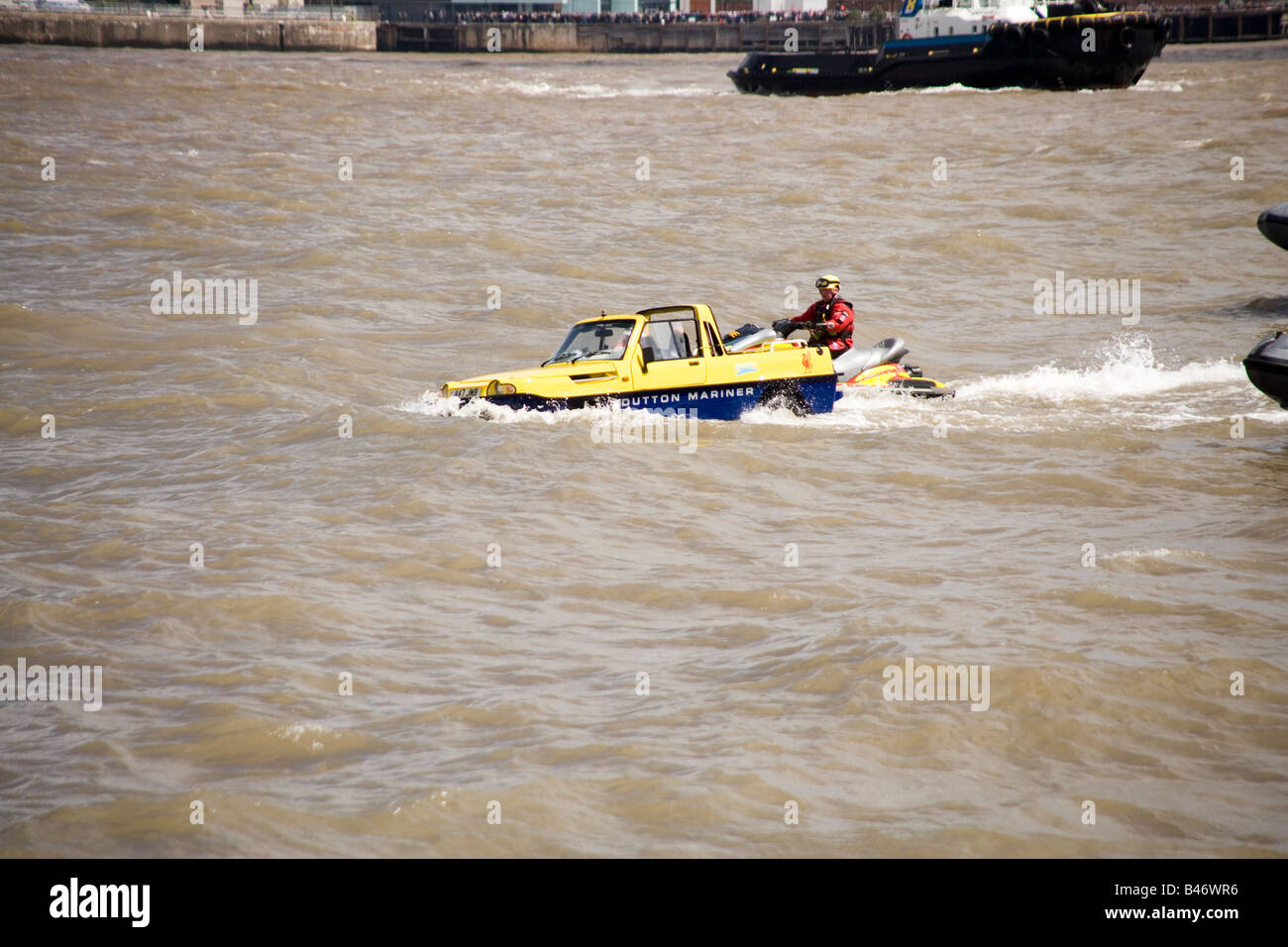 Dutton Mariner amphibian car on the Mersey river, Liverpool at the ...