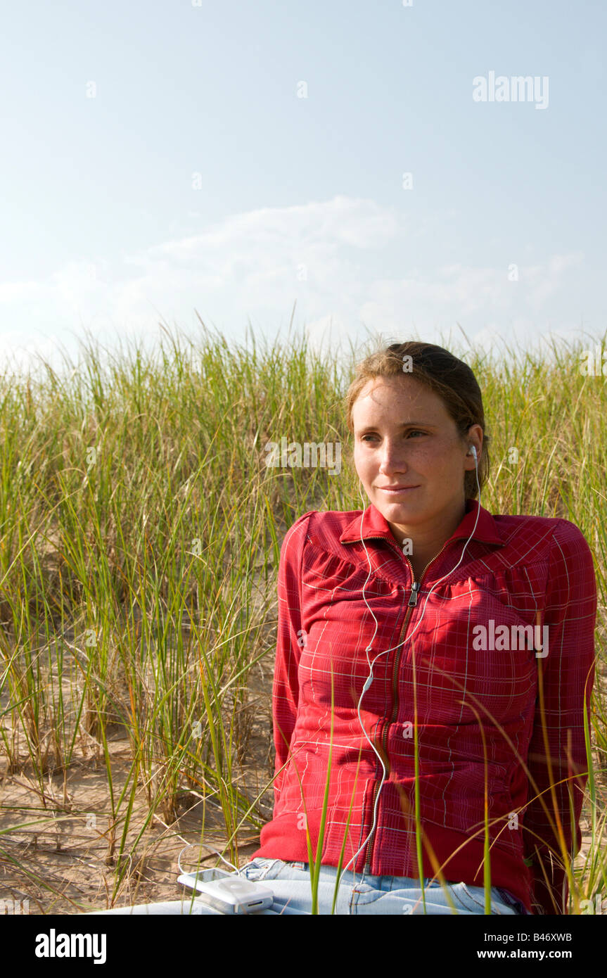 Woman and Ipod Stock Photo - Alamy