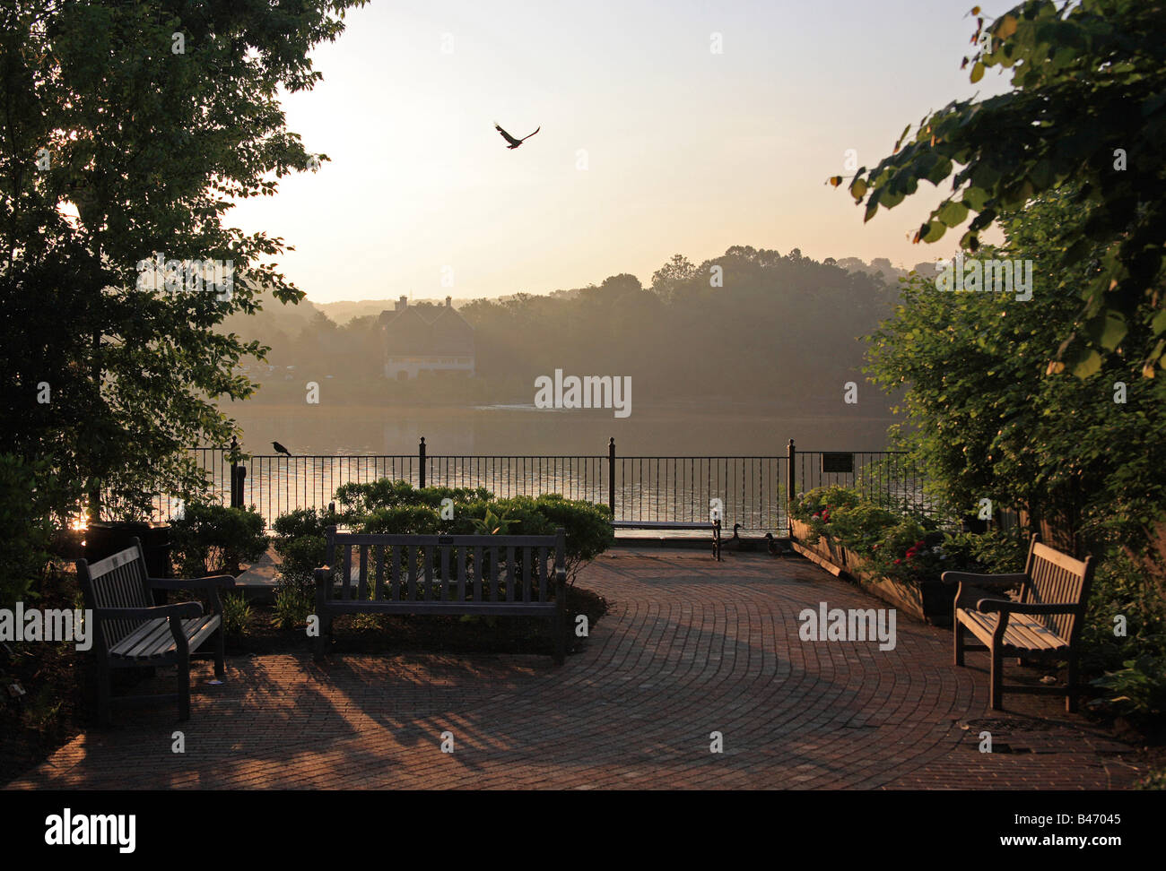 Quaint Park like setting on the banks of the Delaware River in New Hope ...
