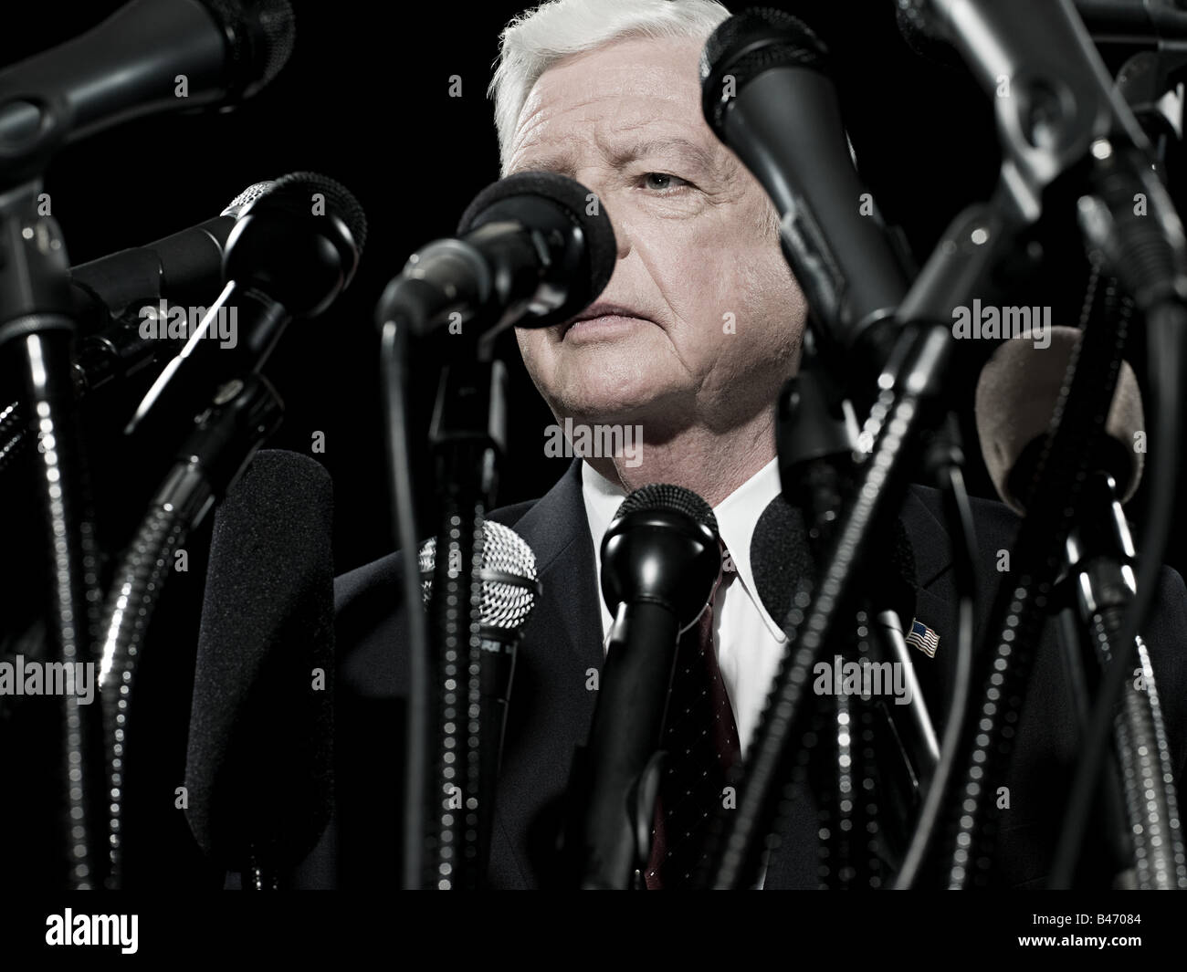 Politician and microphones Stock Photo - Alamy