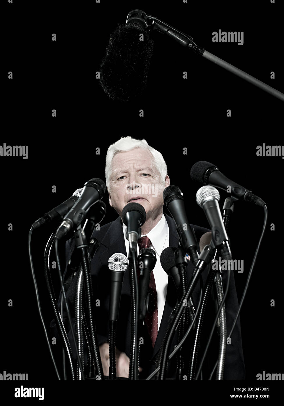 Politician and microphones Stock Photo - Alamy