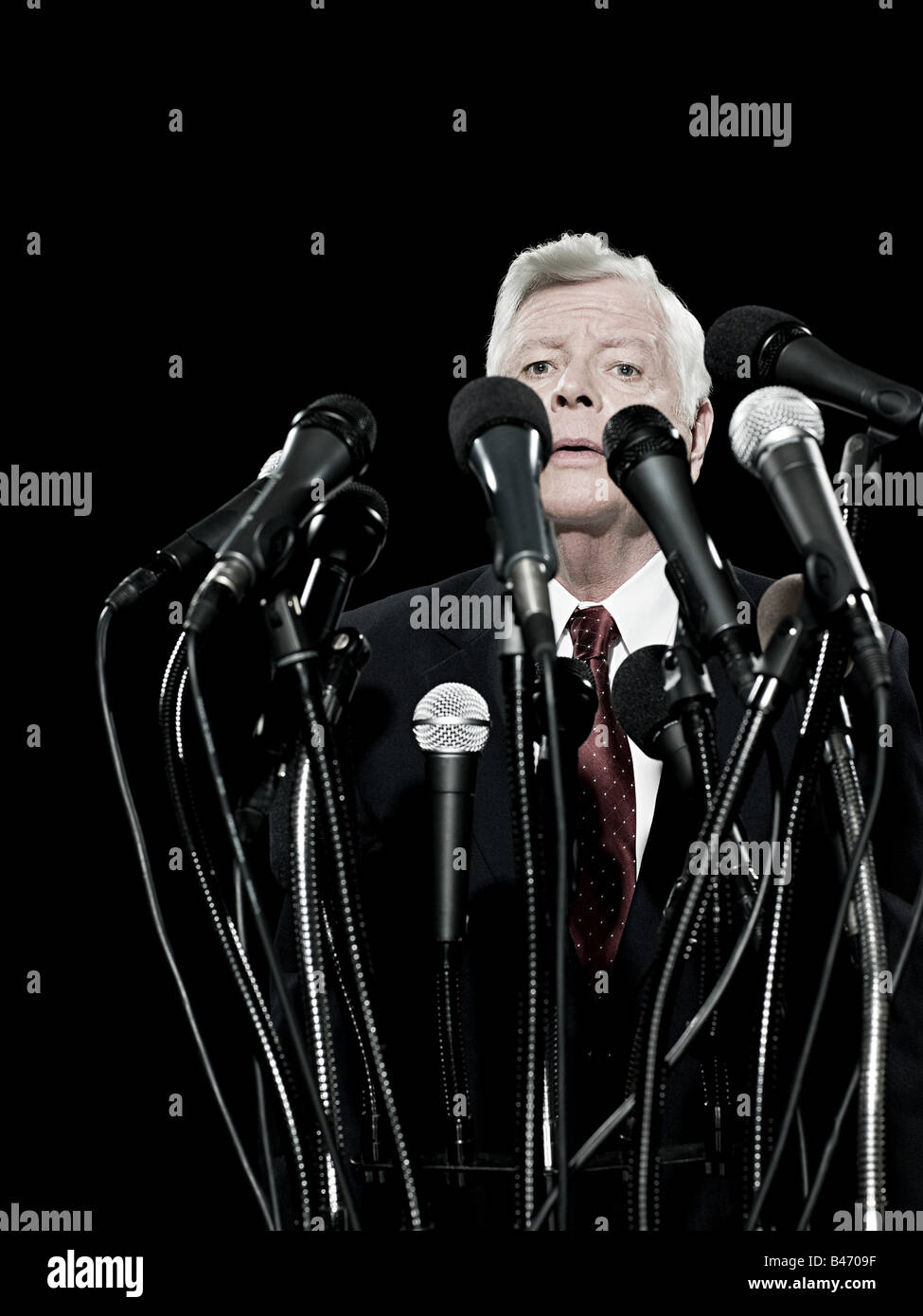 Politician and microphones Stock Photo - Alamy