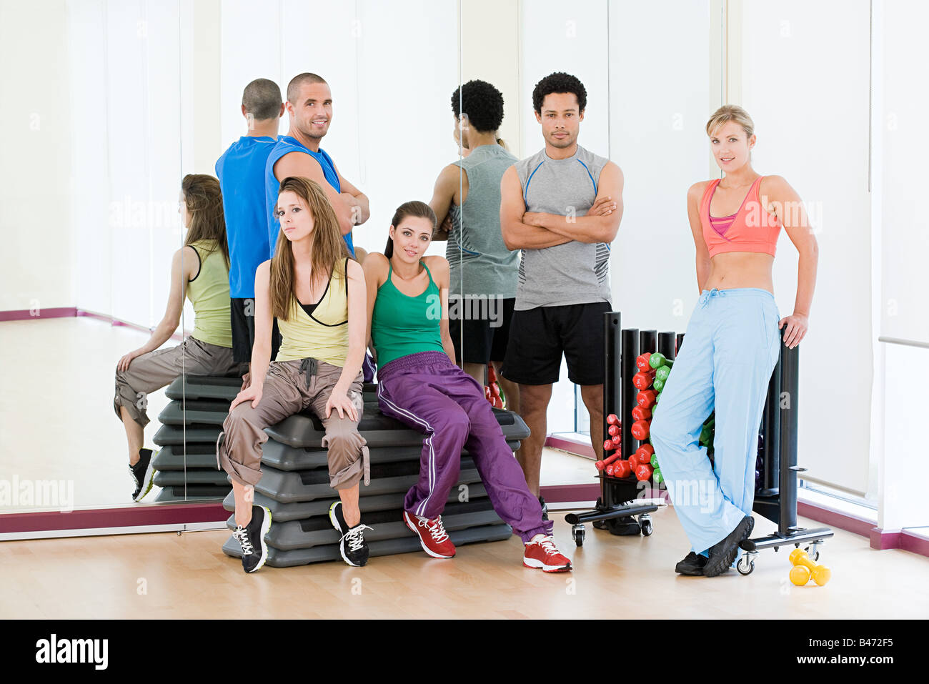 People in exercise studio Stock Photo - Alamy