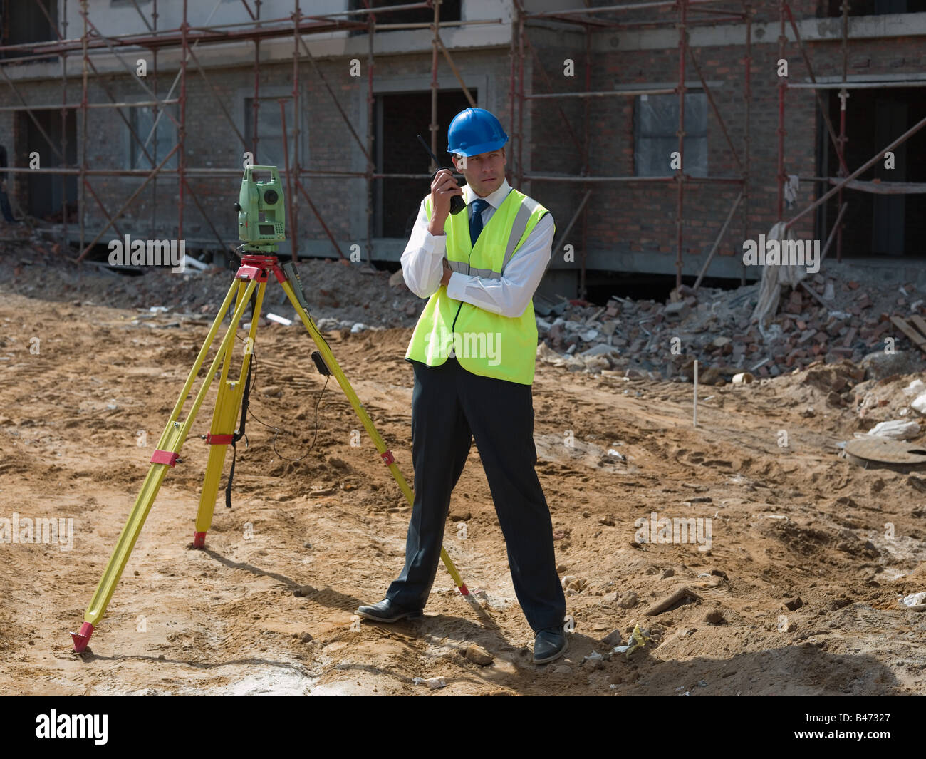 Surveyor Using Theodolite Construction Site High Resolution Stock ...