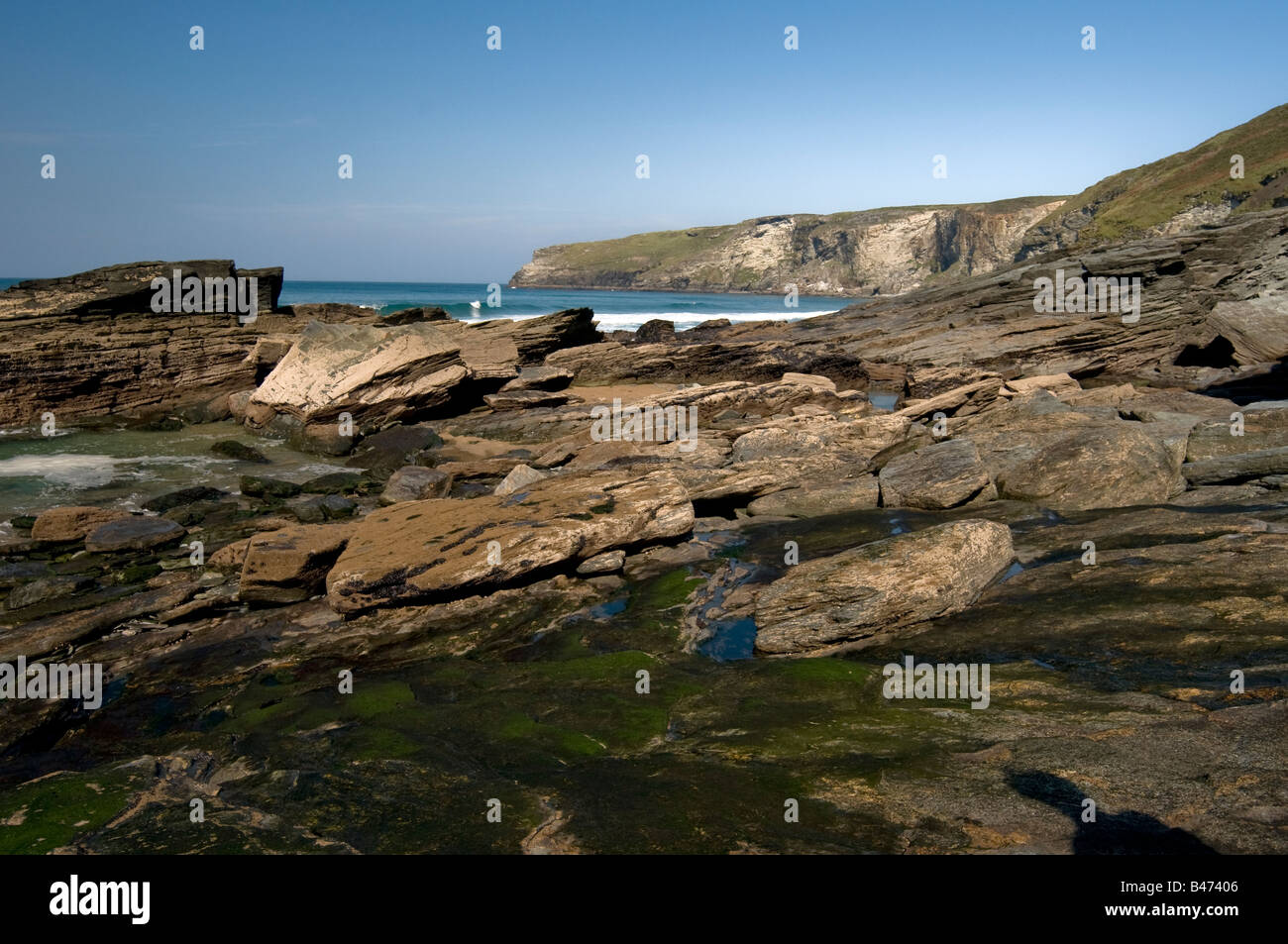 View of Trebarwith Strand, near Tintagel, Cornwall, UK Stock Photo - Alamy
