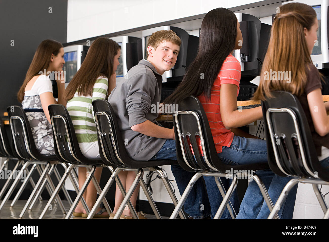 High school students using computers Stock Photo - Alamy